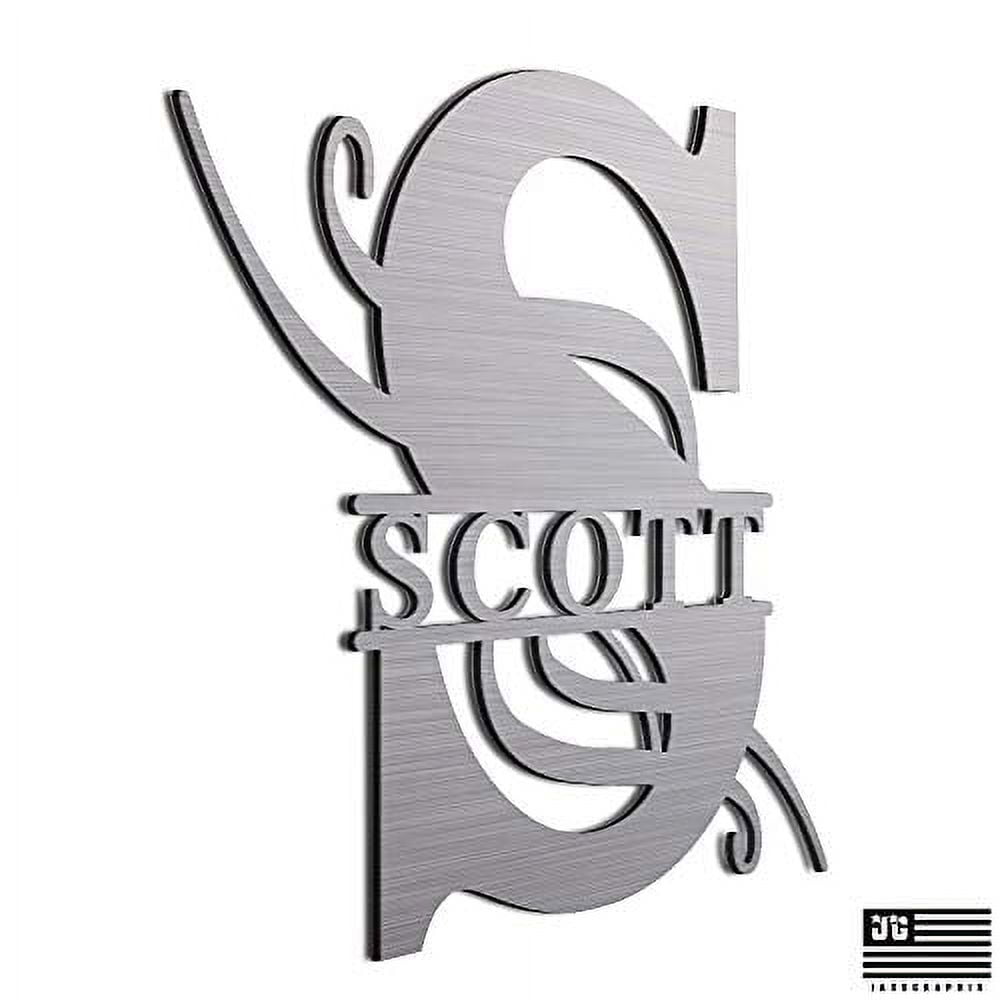 JASS GRAPHIX Scott 12" Brushed Aluminum Monogrammed Sign Door Wall ...