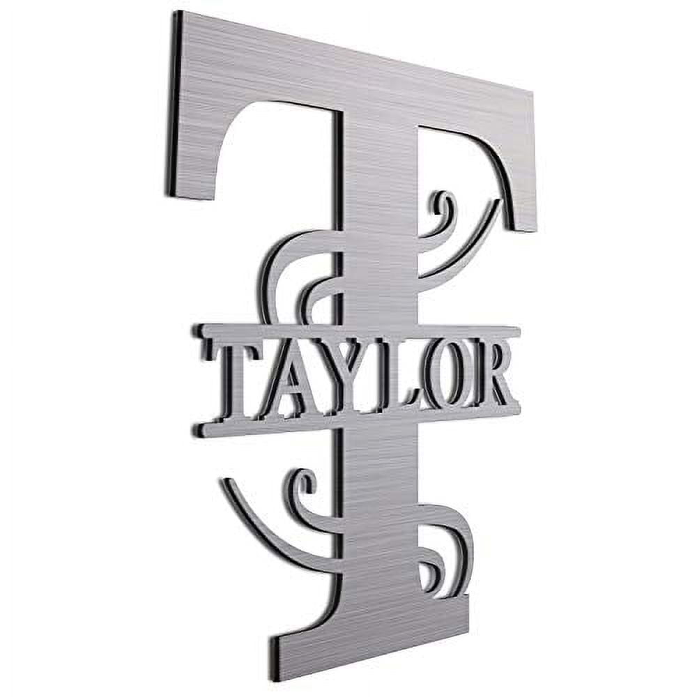 JASS GRAPHIX Taylor 12" Brushed Aluminum Taylor Monogrammed Sign Door ...