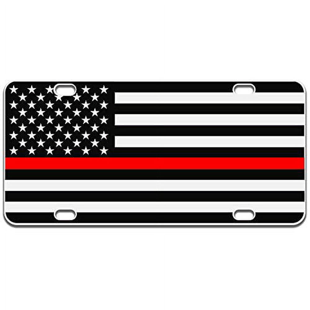 JASS GRAPHIX Thin Red Line License Plate for Firefighter Heavy Duty ...