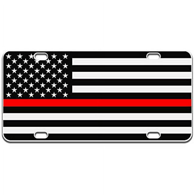JASS GRAPHIX Thin Red Line License Plate for Firefighter Heavy Duty ...