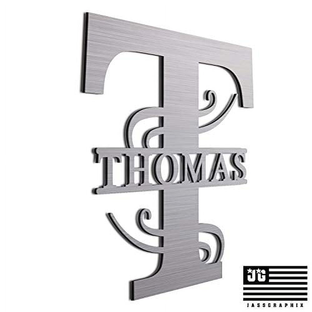 JASS GRAPHIX Thomas 12" Brushed Aluminum Monogrammed Sign Door Wall ...