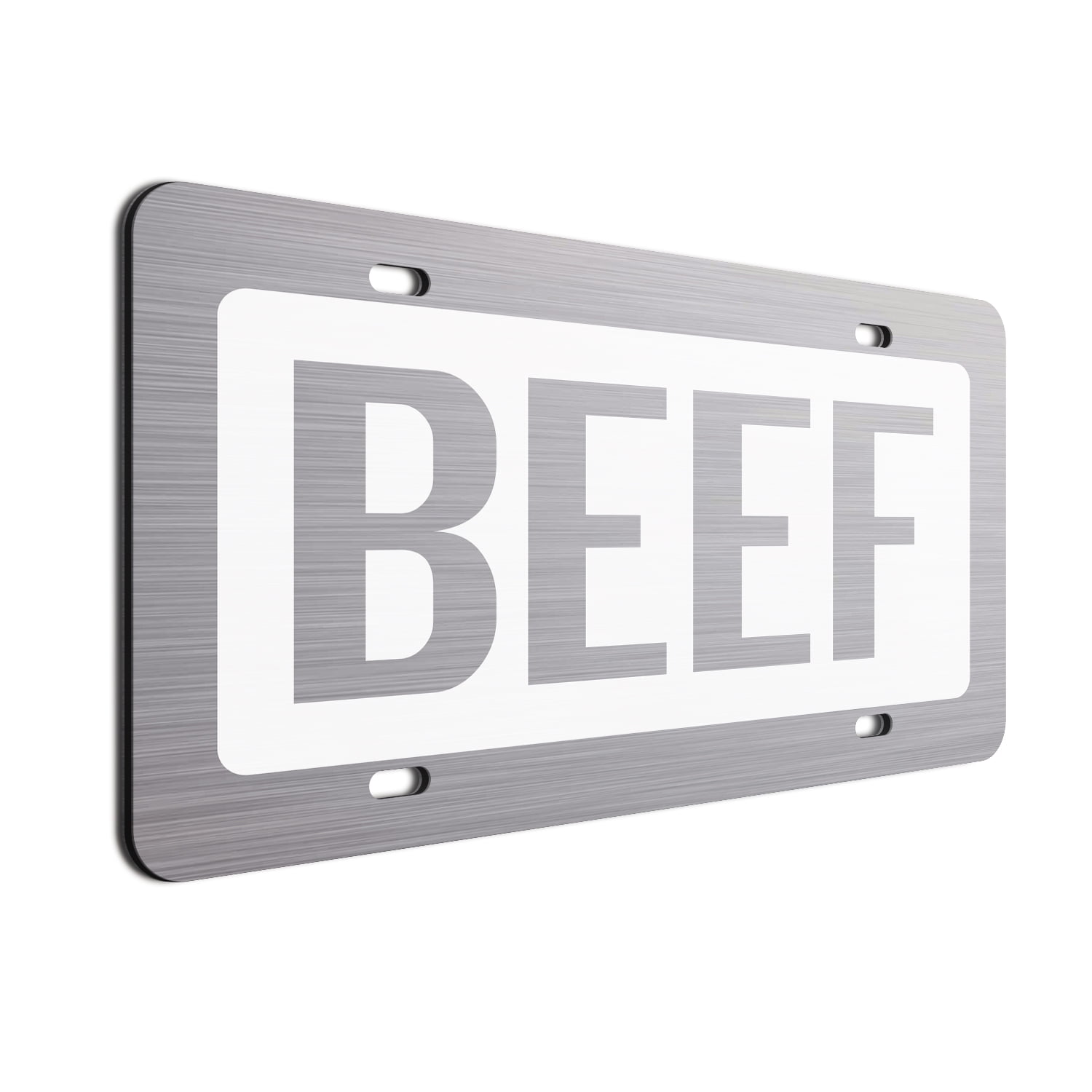 JASS GRAPHIX White Beef License Plate Brushed Aluminum ACM Car Tag ...
