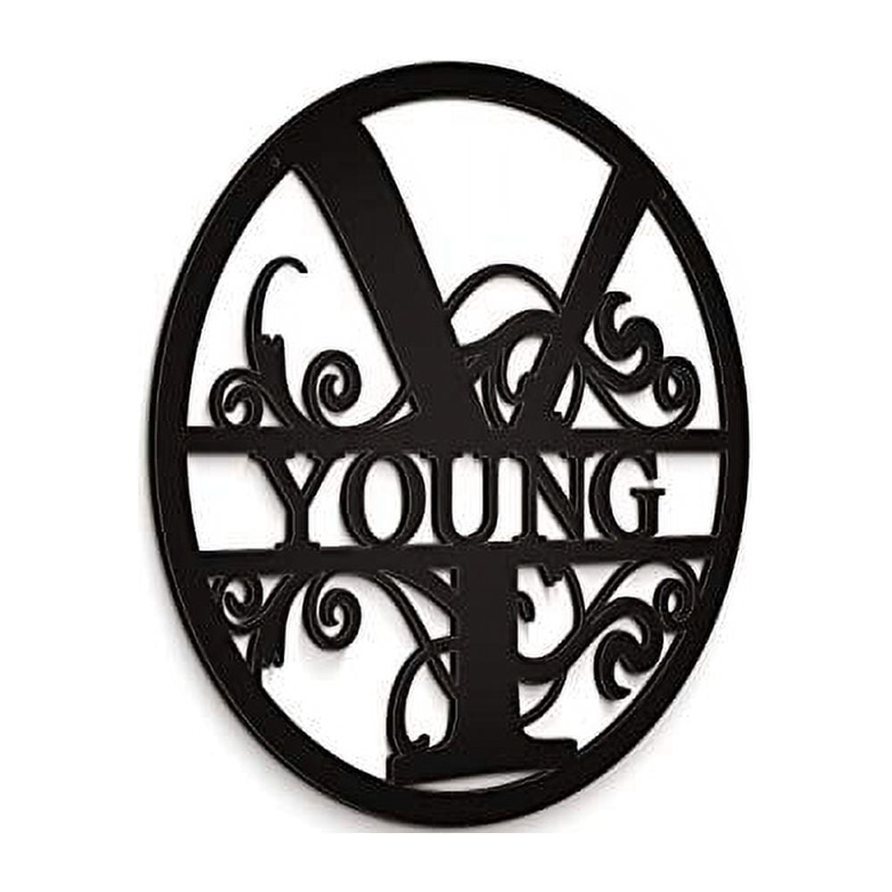 JASS GRAPHIX Young 12" Circle Black Aluminum Composite Monogrammed Sign Door Wall Decor Last ...