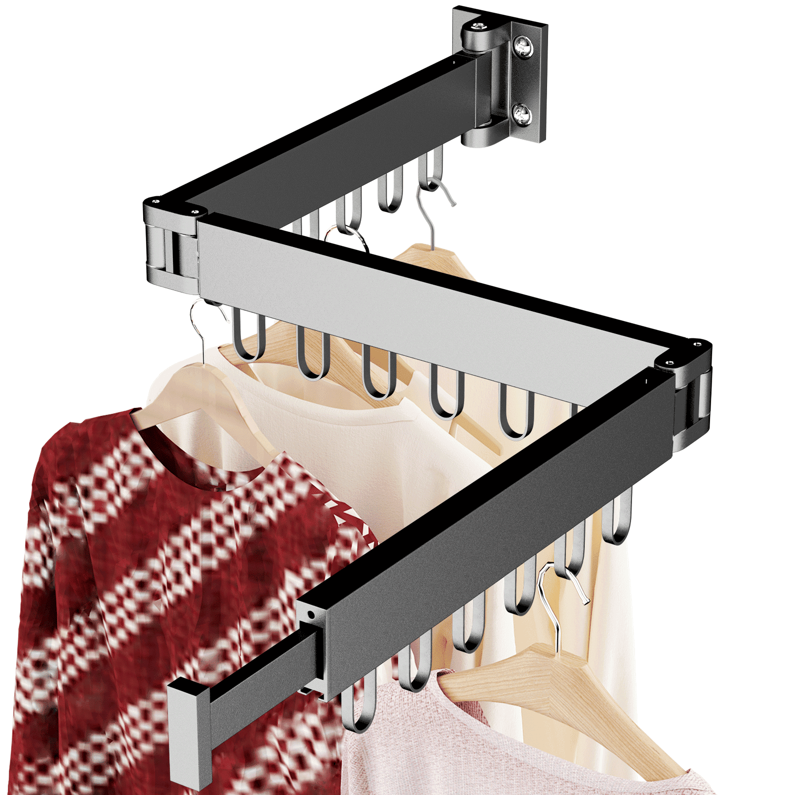 JAUREE Clothes Drying Rack Wall Mounted, Laundry Drying Rack ...