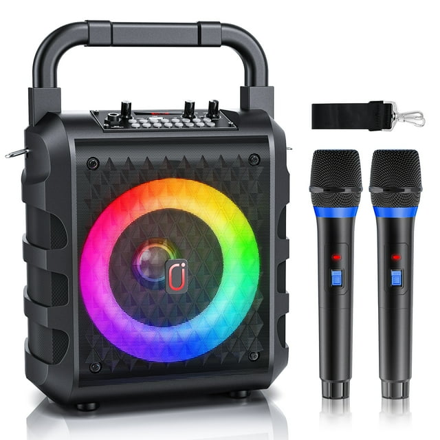 JAUYXIAN Professional Karaoke Machine with 2 Wireless Microphones, Connectable to TV, Bluetooth ...