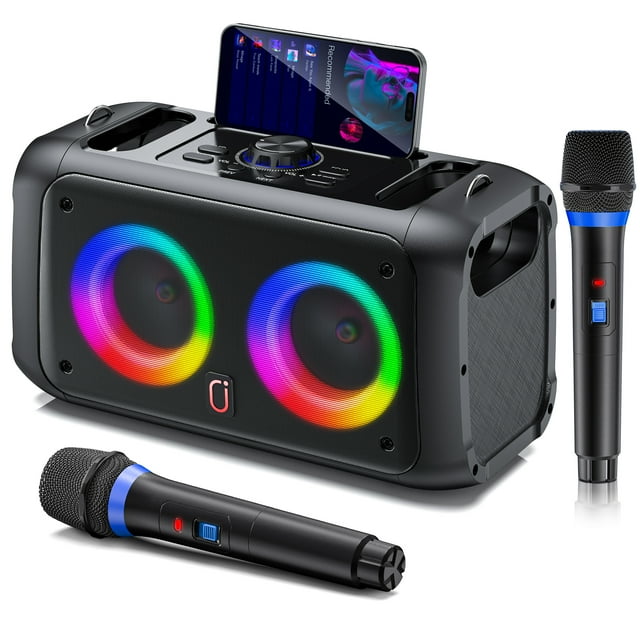 JAUYXIAN Karaoke Machine with 2 Microphones, Sing Machine with Colorful ...