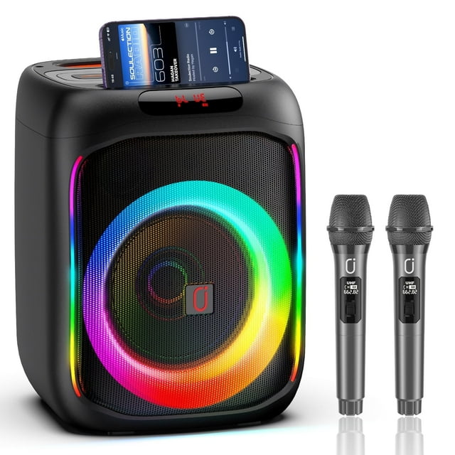 JAUYXIAN Wireless Mic Karaoke Machine, Portable Bluetooth Speaker with RGB Light, FM Radio, T16 ...