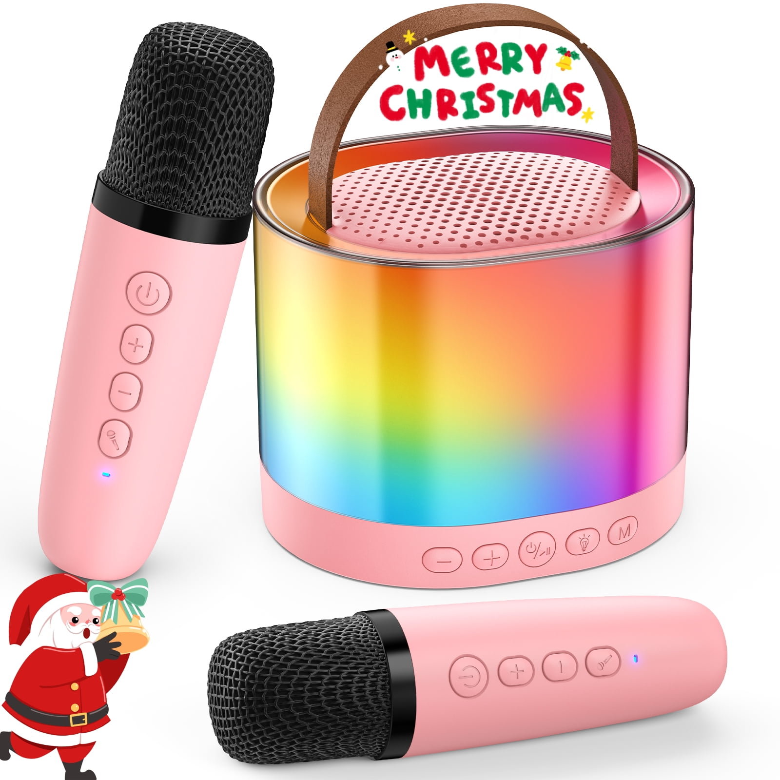 FanFun, Mini Karaoke Machine with Wireless Microphones, RGB Lights ...