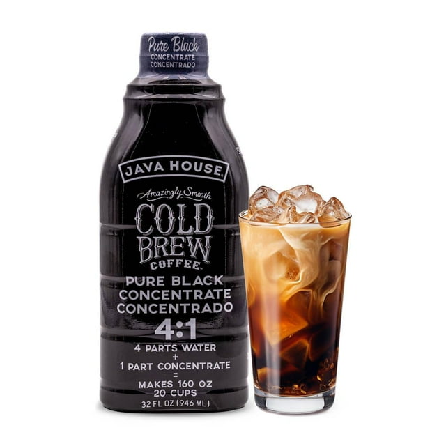 JAVA HOUSE Cold Brew Coffee, Colombian 4:1 Liquid Concentrate, 32 Ounce ...