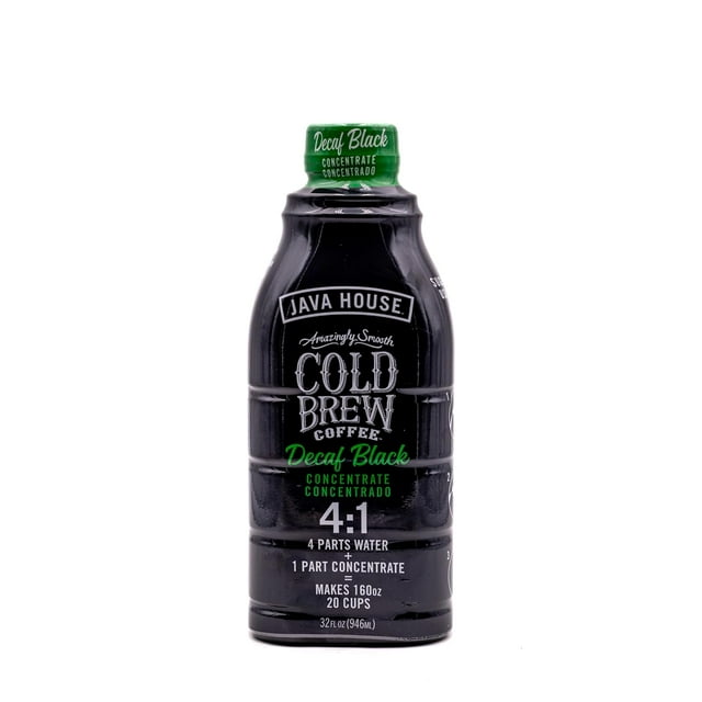 JAVA HOUSE Cold Brew Coffee, Decaf Colombian 4:1 Liquid Concentrate, 32 ...