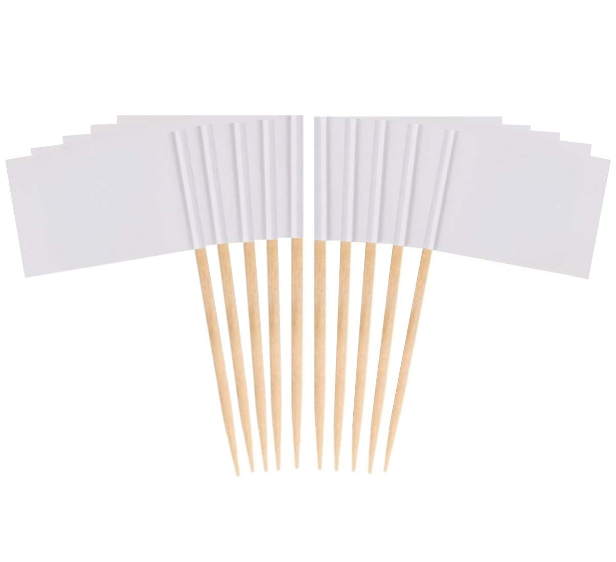 JAVD 100 Pcs (White) Blank Toothpick Flags, Cheese Markers White Flags ...