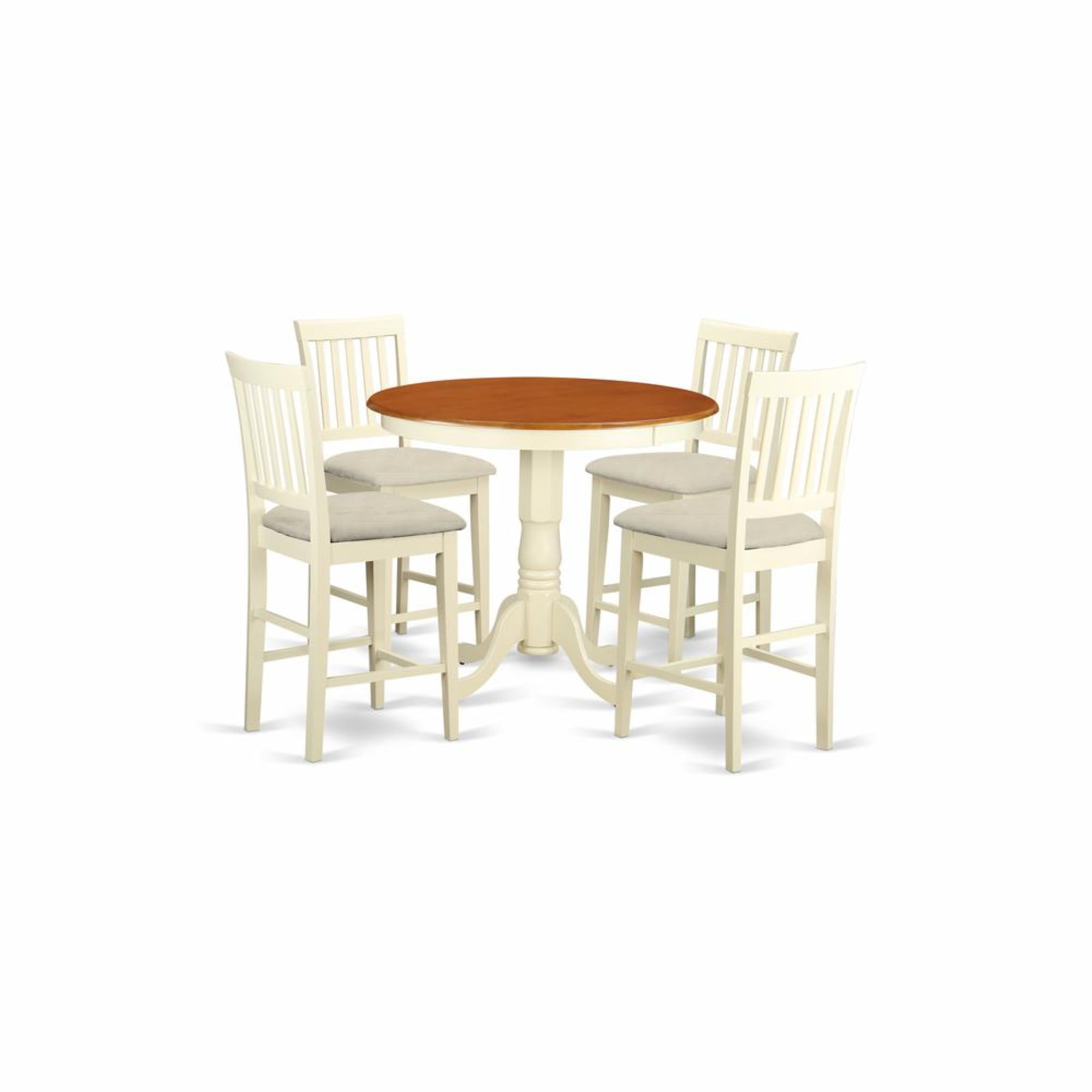 JAVN5-WHI-C 5 Pc Solid Wood Kitchen Small Top Dinner Set - Counter ...