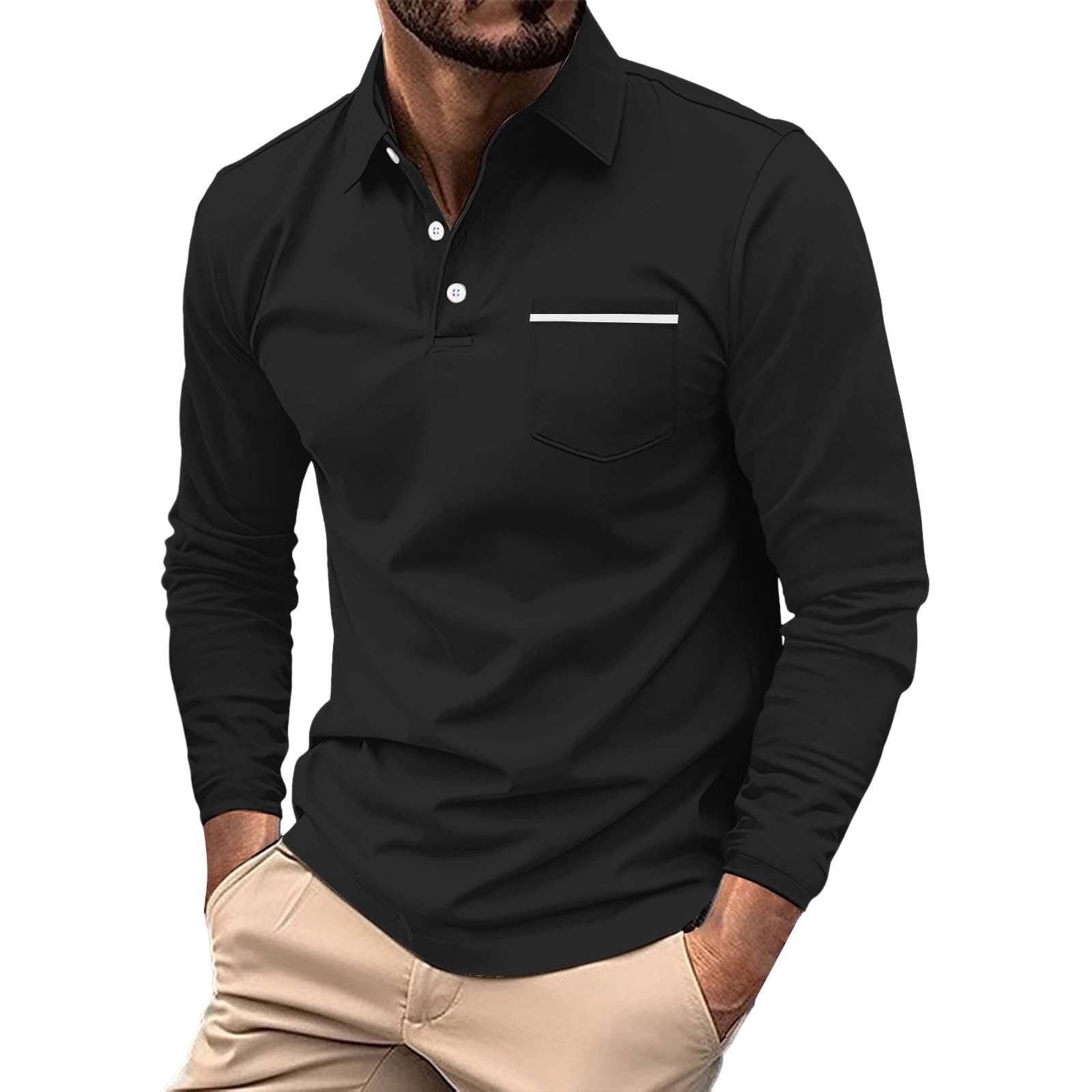 JAWAFANGE Mens Long Sleeve Polo Tops Men's Fashion Spring and Autumn ...