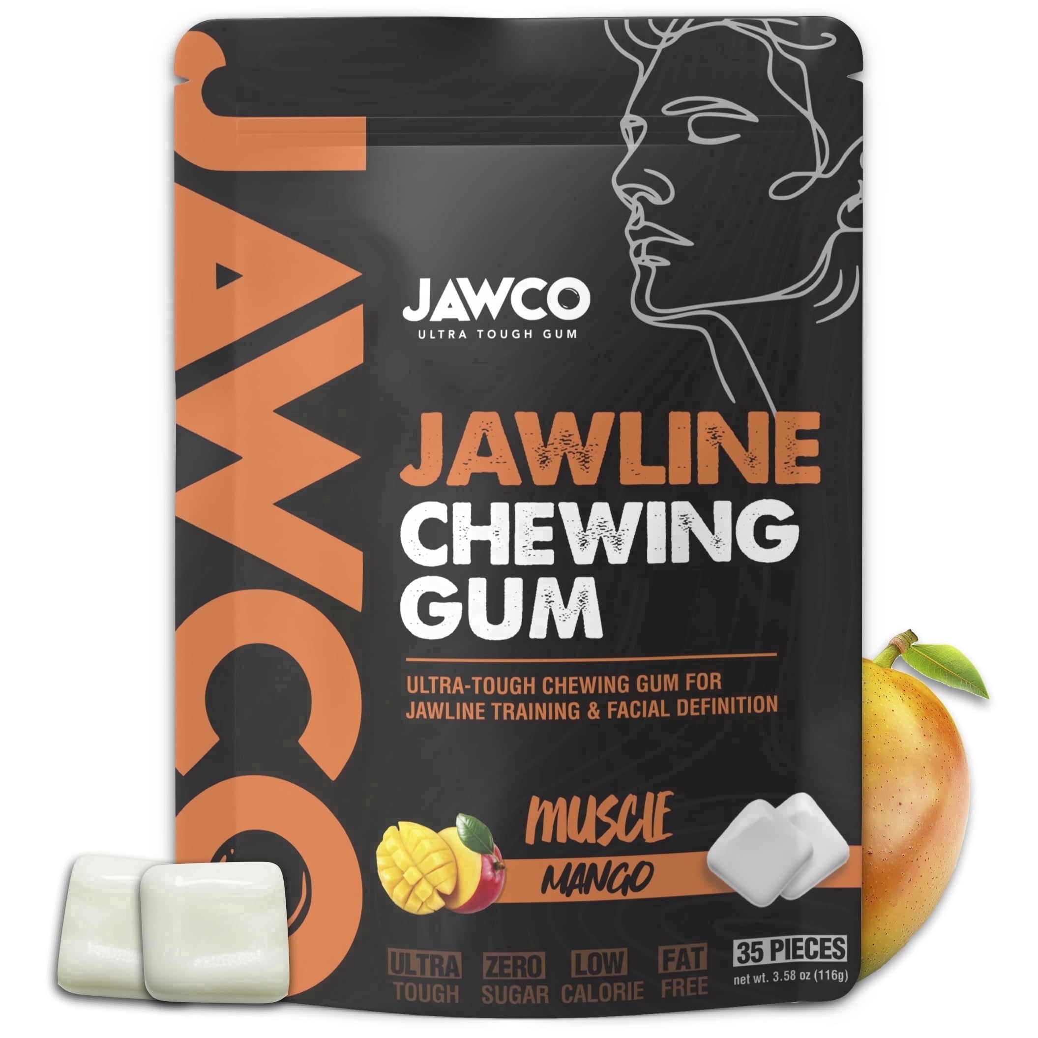 JAWCO Ultra-Tough Jawline Chewing Gum | Mango Facial Fitness Hard Jaw ...