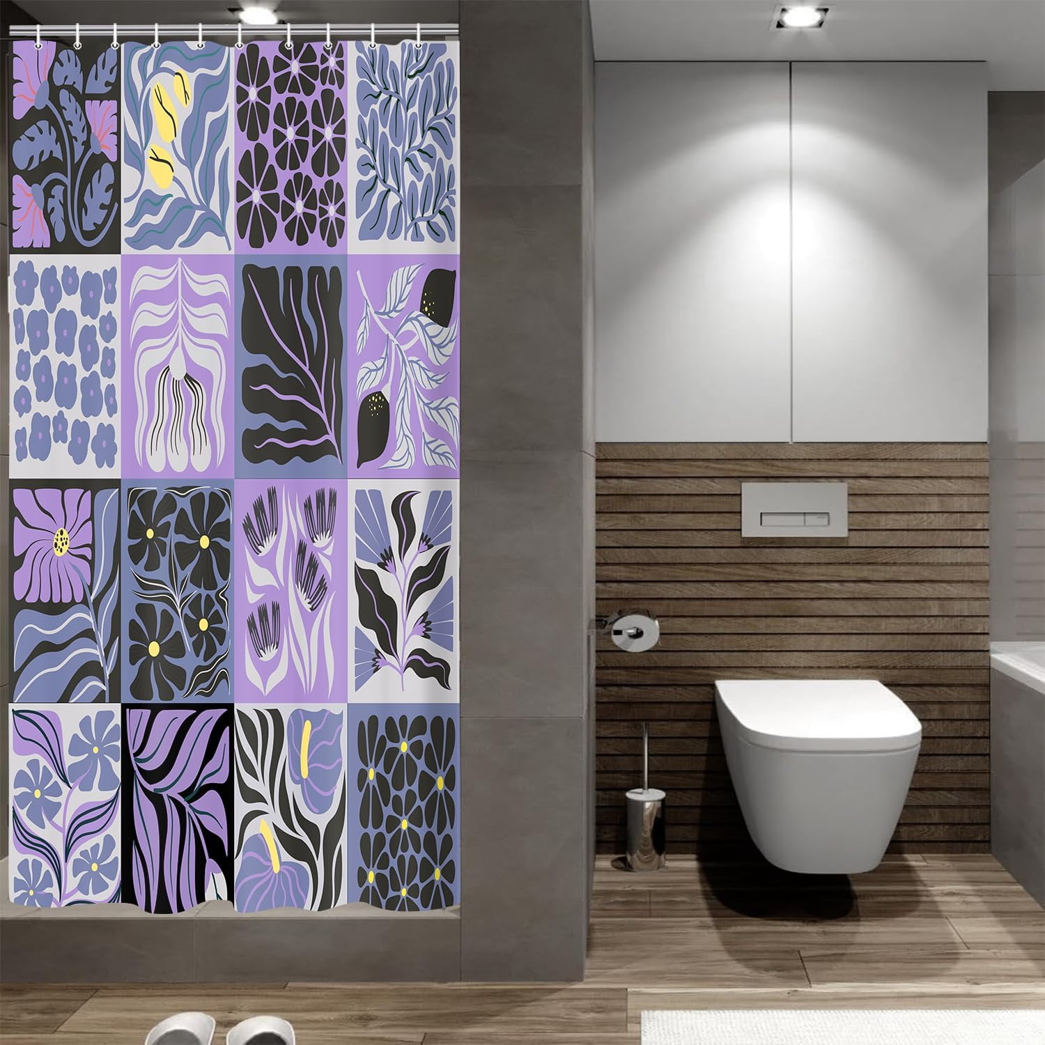 JAWO Retro Shower Curtain Vintage Abstract Boho Floral Shower Curtains ...