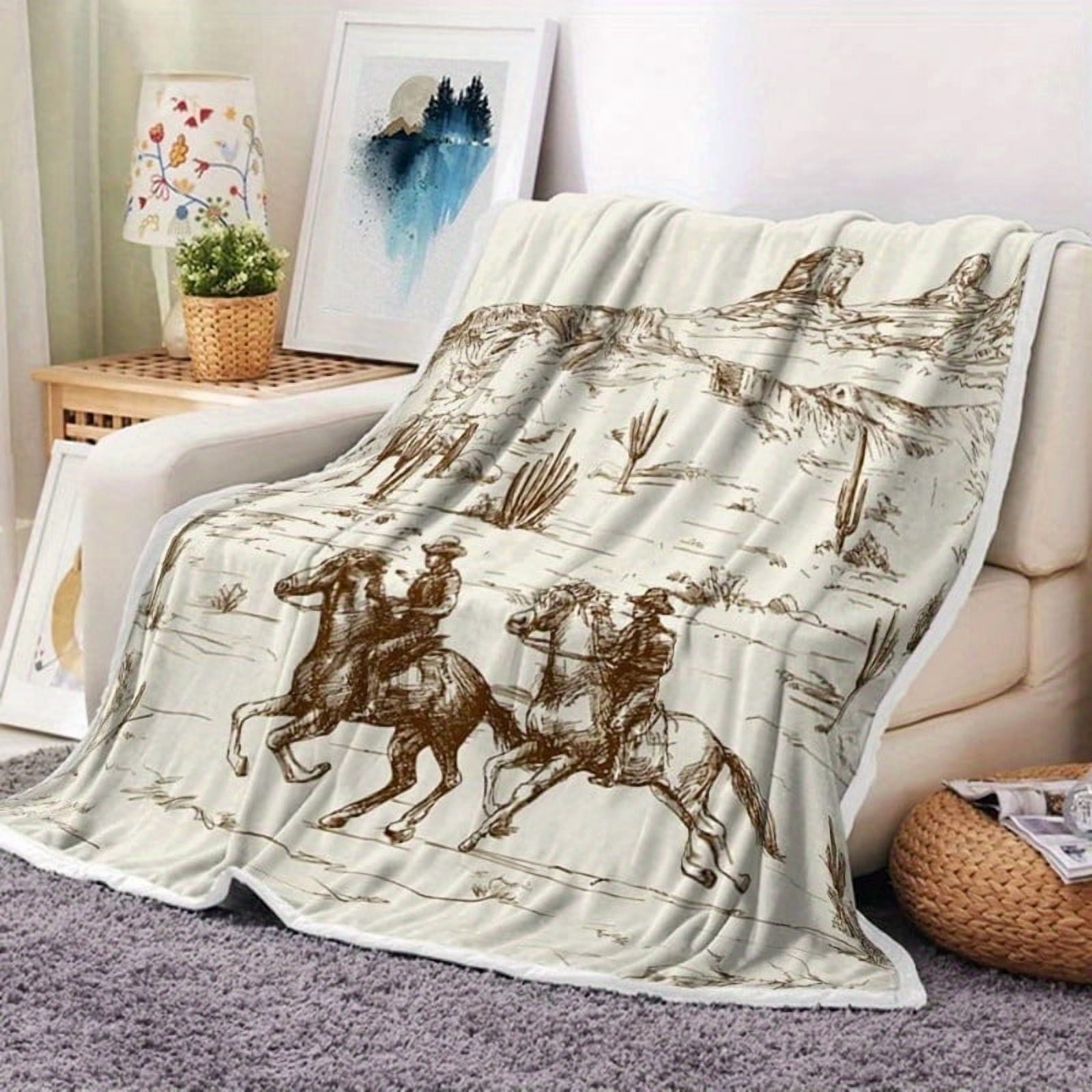 JAWO Vintage Western Cowboy Throw Blanket, Rustic American Wild West ...