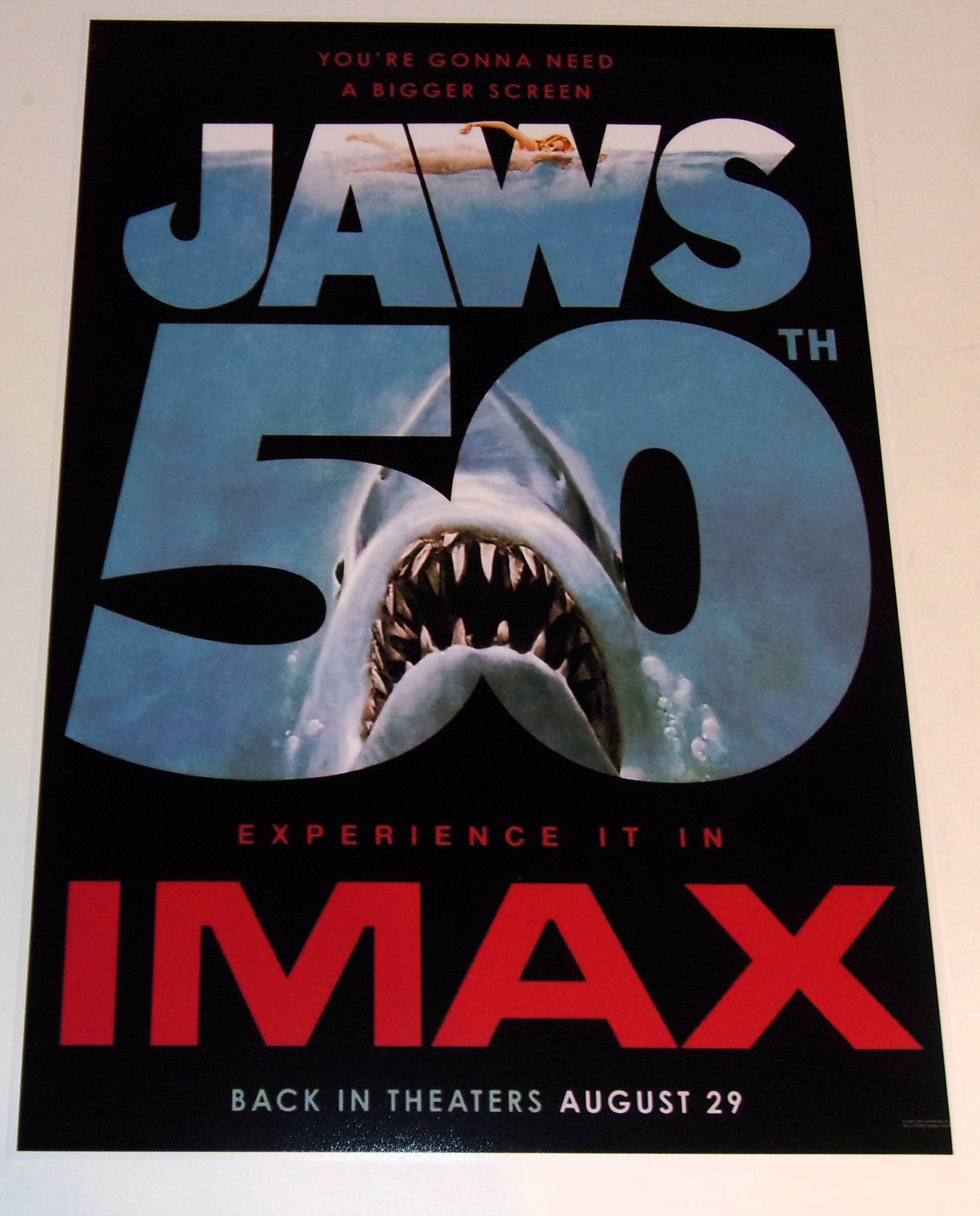 JAWS (1975) Film Steven Spielberg 2025 IMAX Poster - 50th Anniversary Art 19"x13" Shark and ...