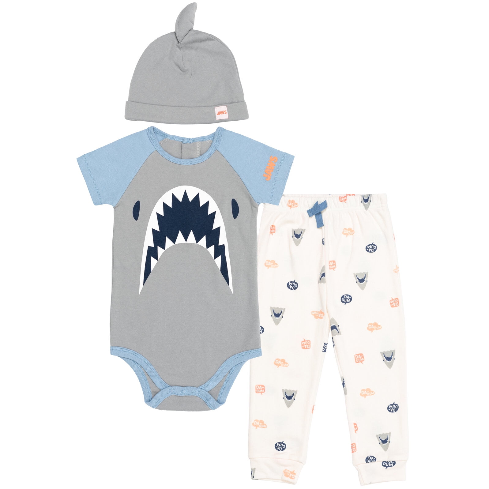 JAWS Bodysuit Jogger Pants and Hat 3 Piece Outfit Set Newborn to Infant ...