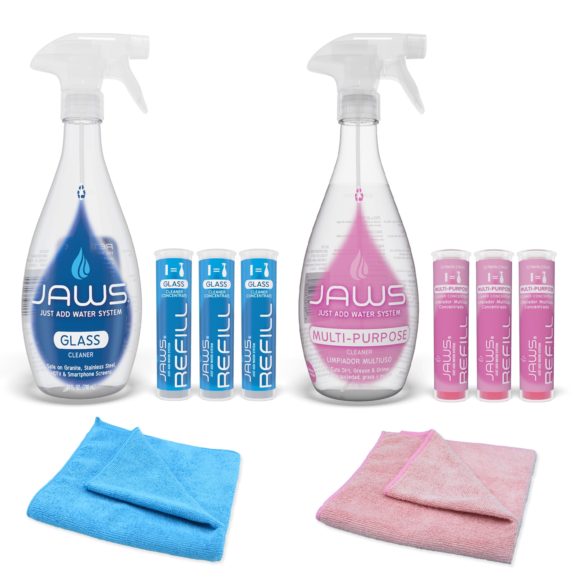 JAWS Essential Cleaning Kit. Glass & Multi-Purpose Cleaners & Towels ...