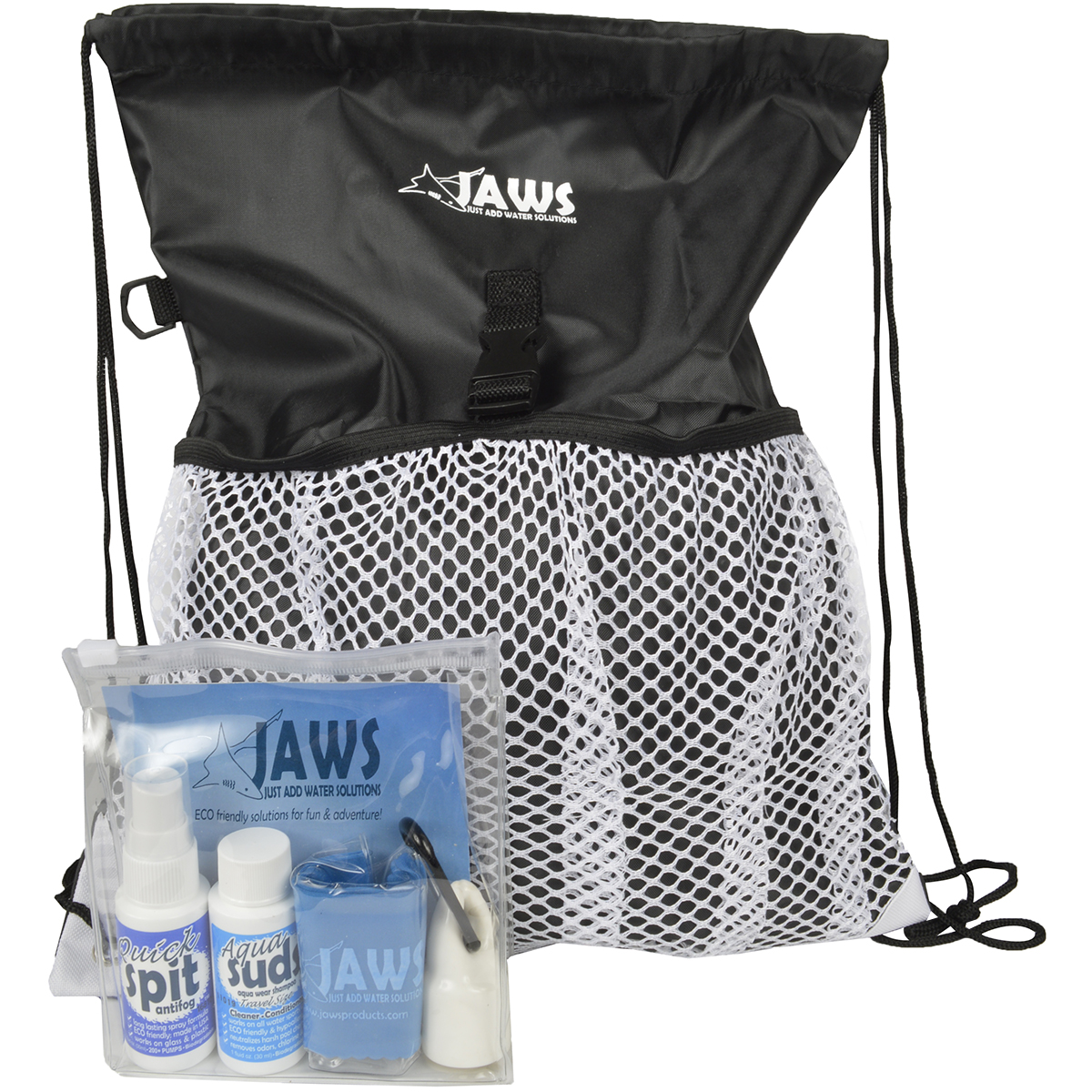 JAWS QuickPACK Drawstring Backpack with SwimPack Aquatic Care Kit - Black - Walmart.com