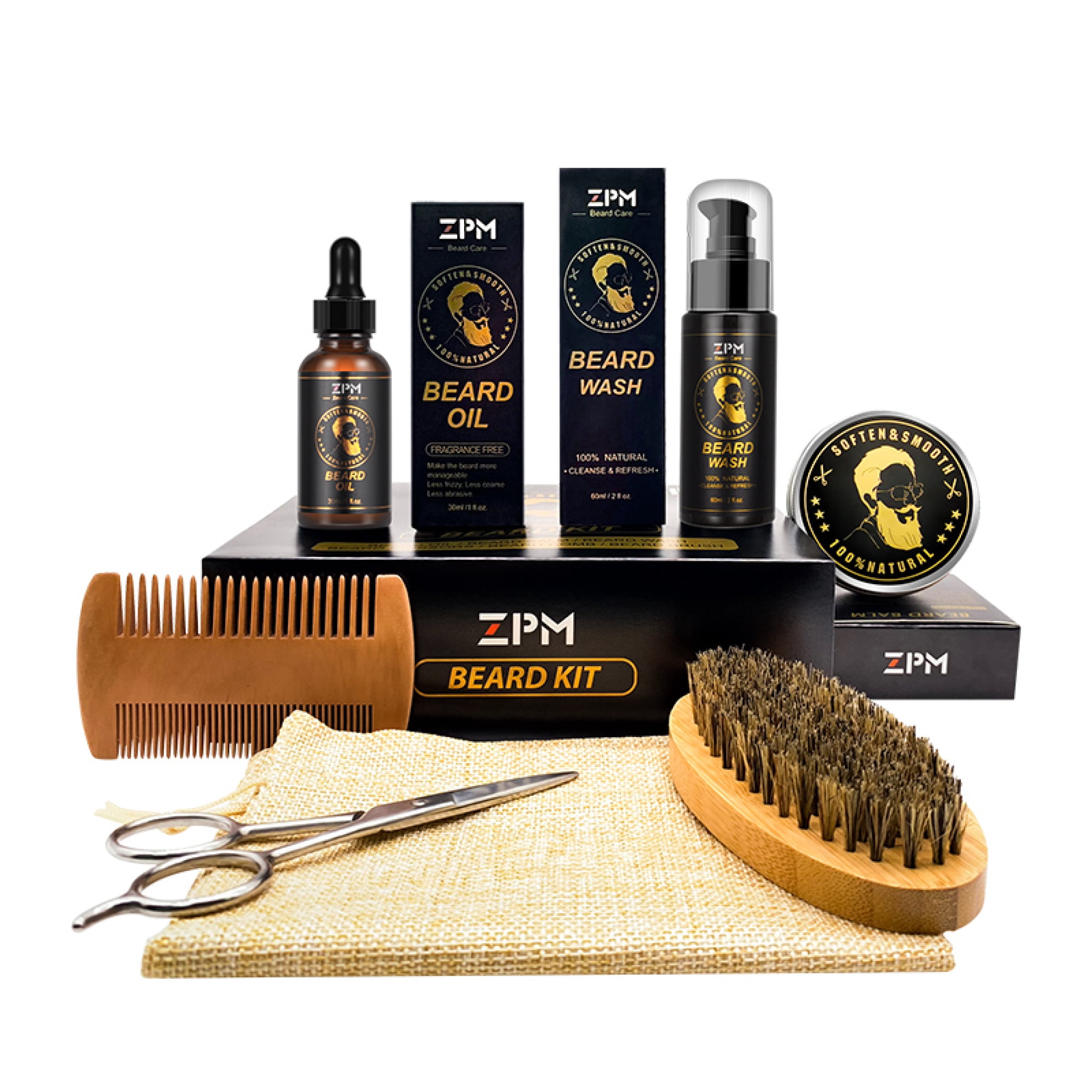 JAWSEU Men Beard Set Contains Beard Cream Essential Oil Shampoo ...