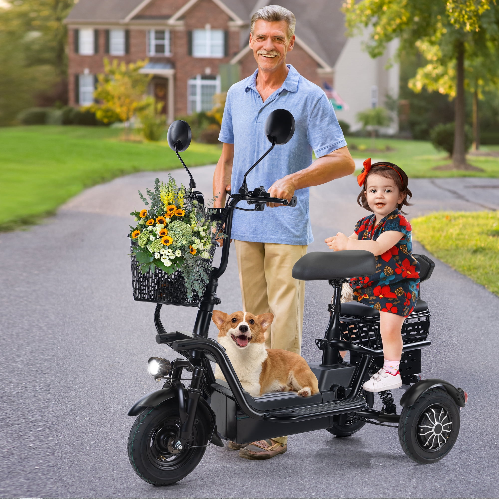 JAXPETY Folding Electric Tricycle, 3 Wheel Motorized Bicycle with 48V ...