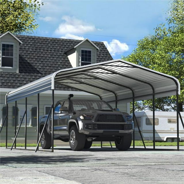 JAXSUNNY 12' x 20' Metal Carport, Heavy Duty Galvanized Steel Car ...