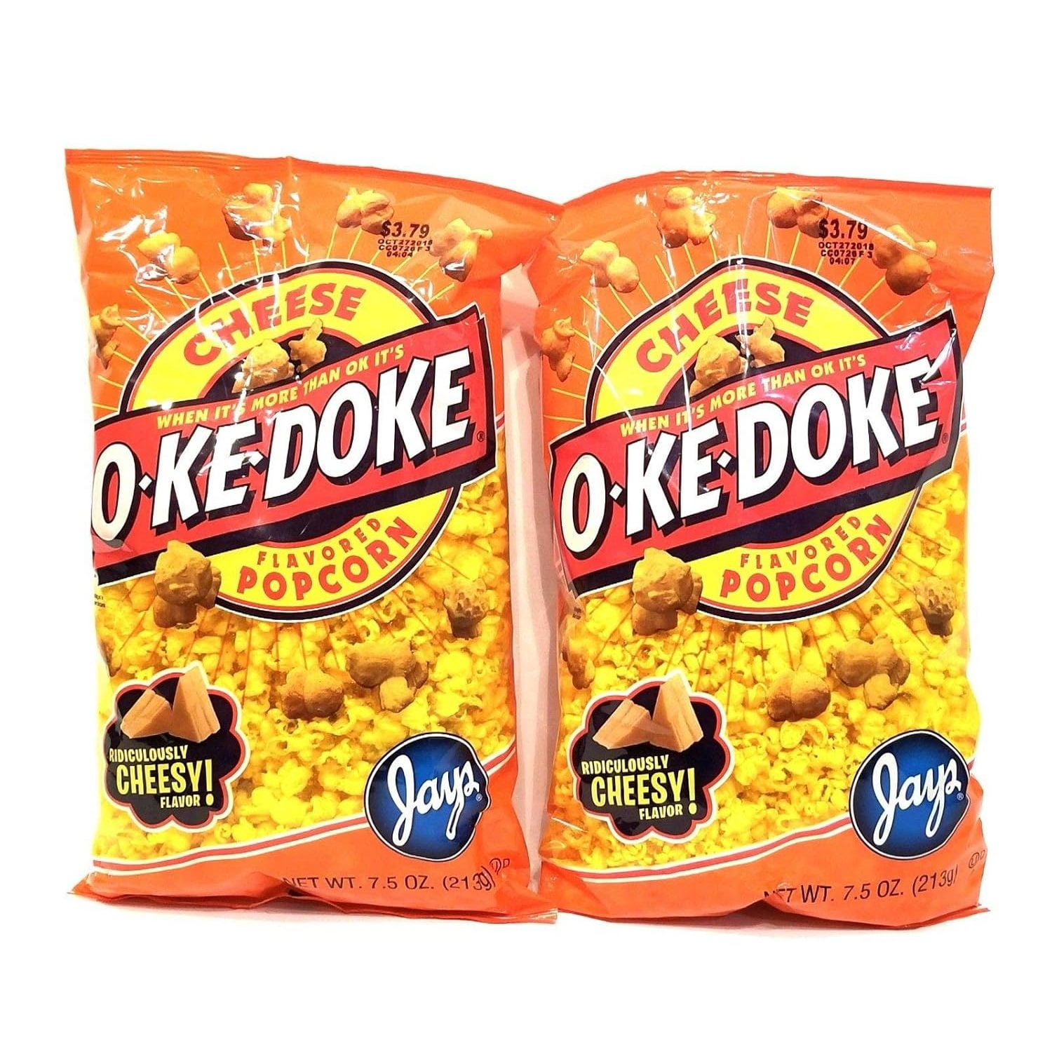 JAY'S BIG BAG OKE DOKE CHEESE Popcorn 2 Pack 7.5 oz bags - Walmart.com
