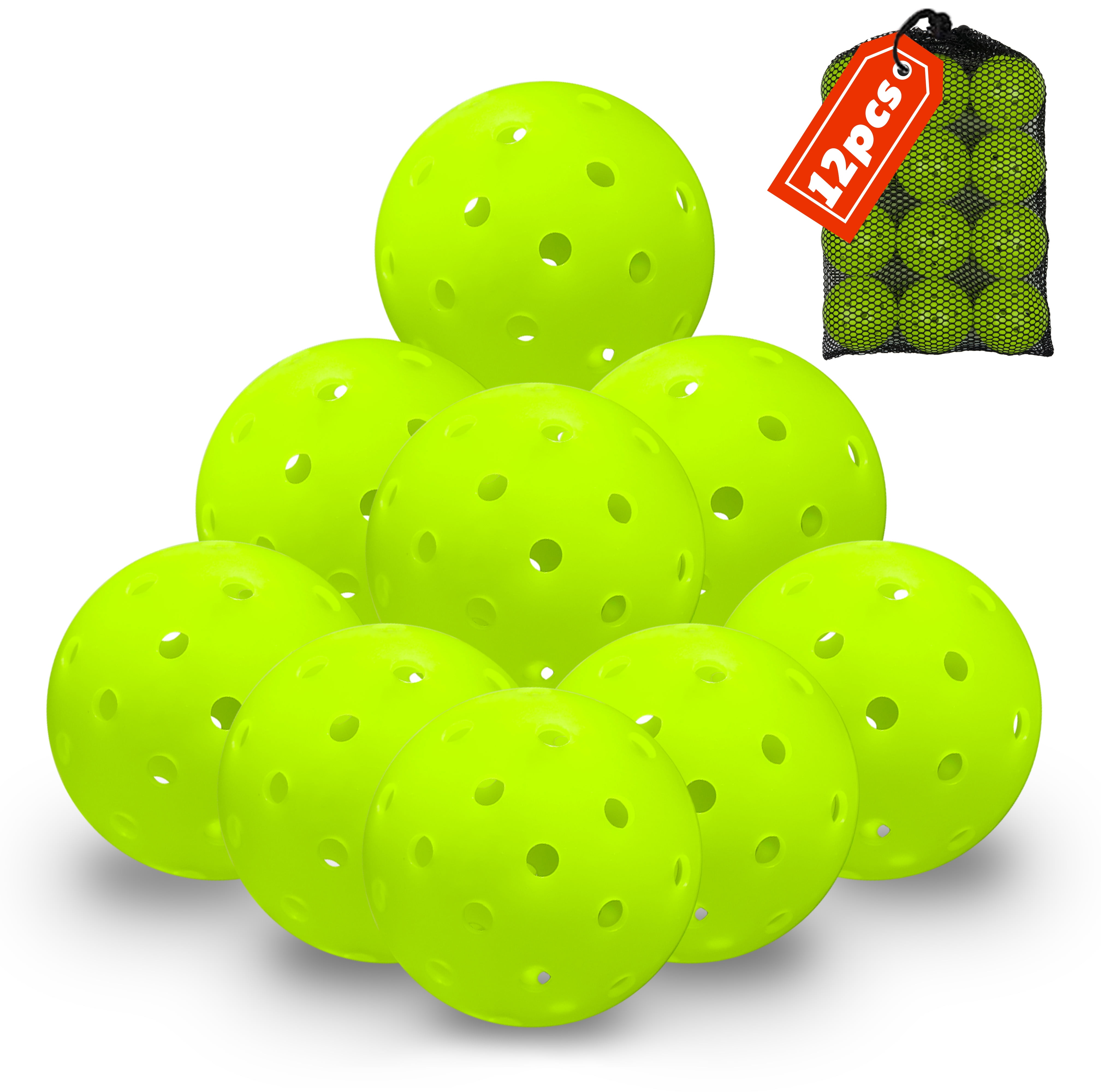 JAYA Pickleball Balls, 40 Holes Pickle Ball for Outdoor Play, 12 Pack ...