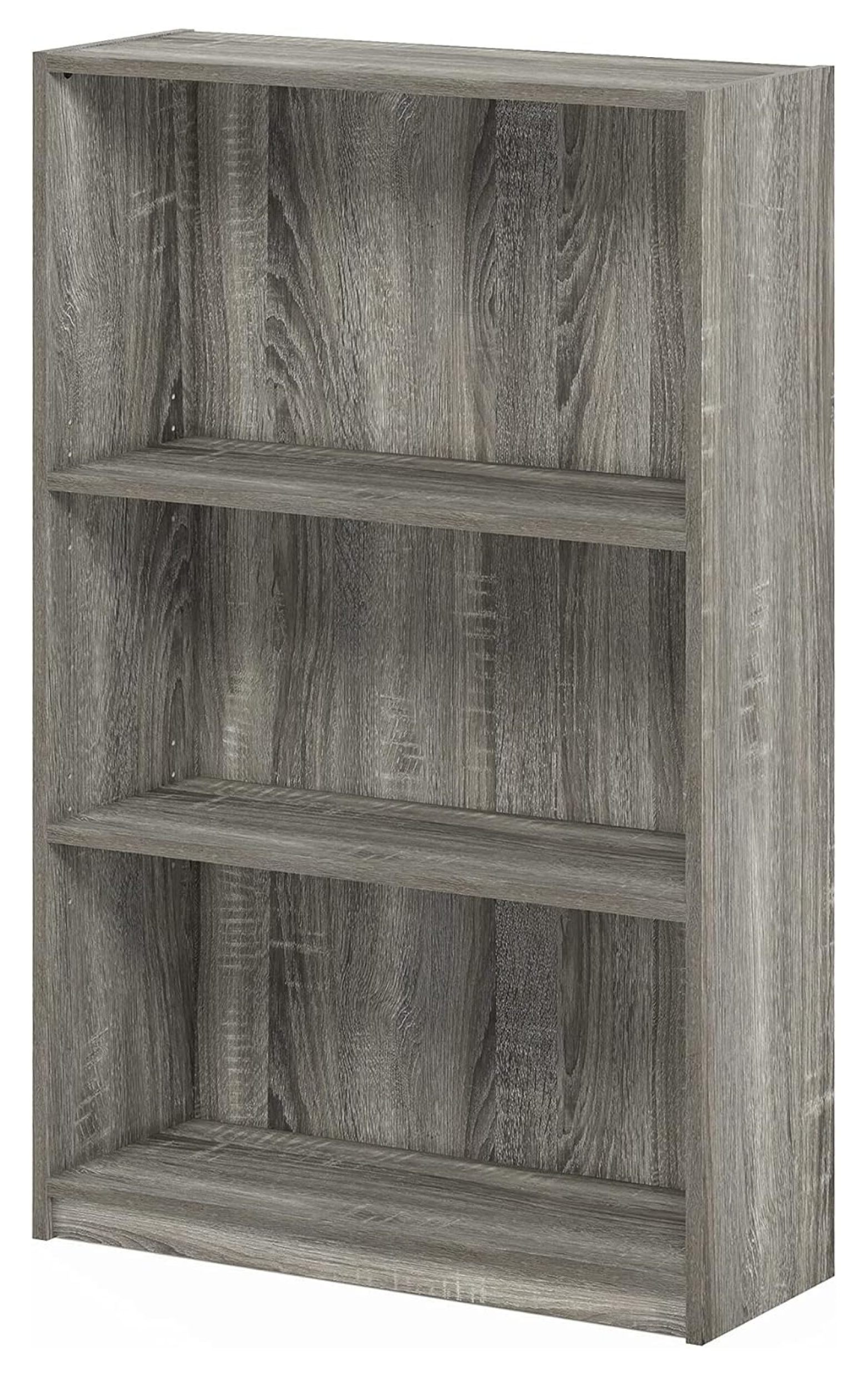 JAYA Simple Home 3-Tier Adjustable Shelf Bookcase, French Oak Grey ...