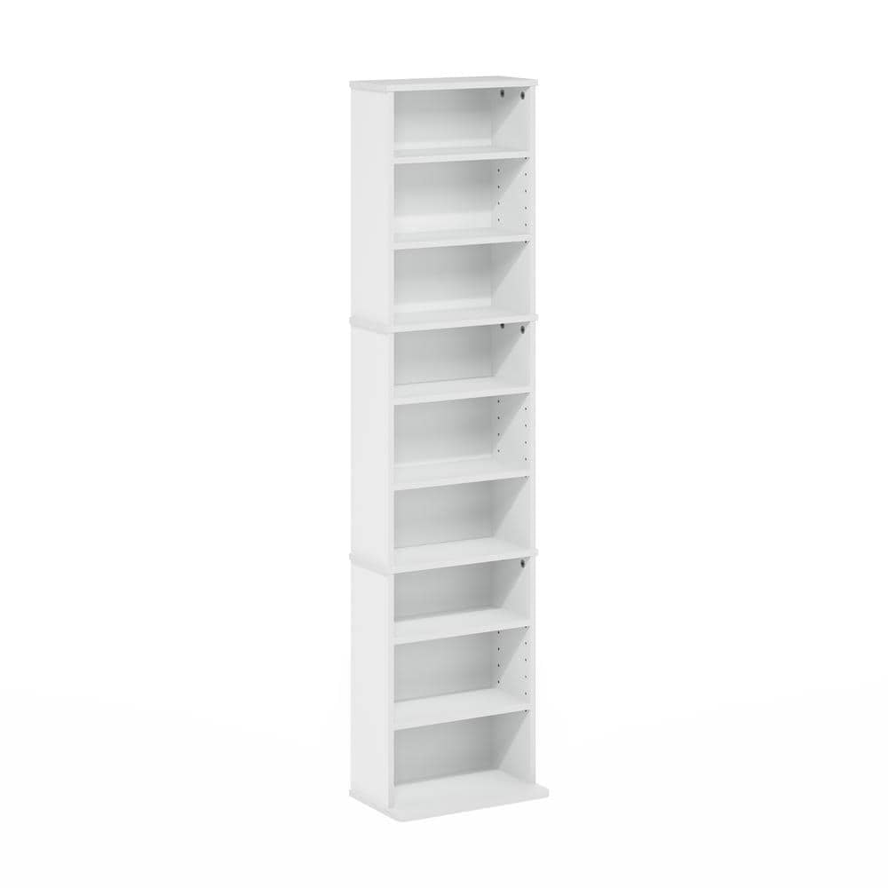 JAYA White 9-Shelf Multimedia Media Storage Tower Rack with Adjustable ...