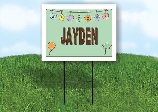 JAYDEN WELCOME BABY GREEN 18 in x 24 in Yard Sign Road Sign with Stand ...