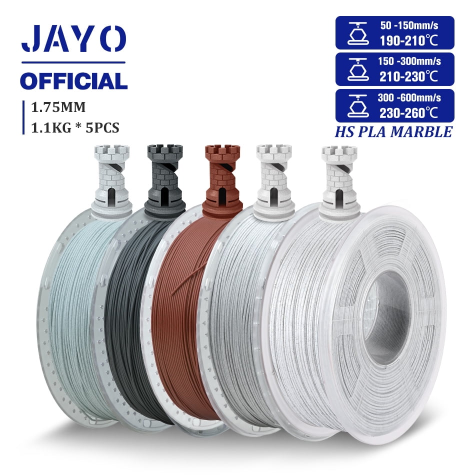 JAYO High Speed Marble PLA Filament 5 Rolls High Speed PLA 3D Printer ...