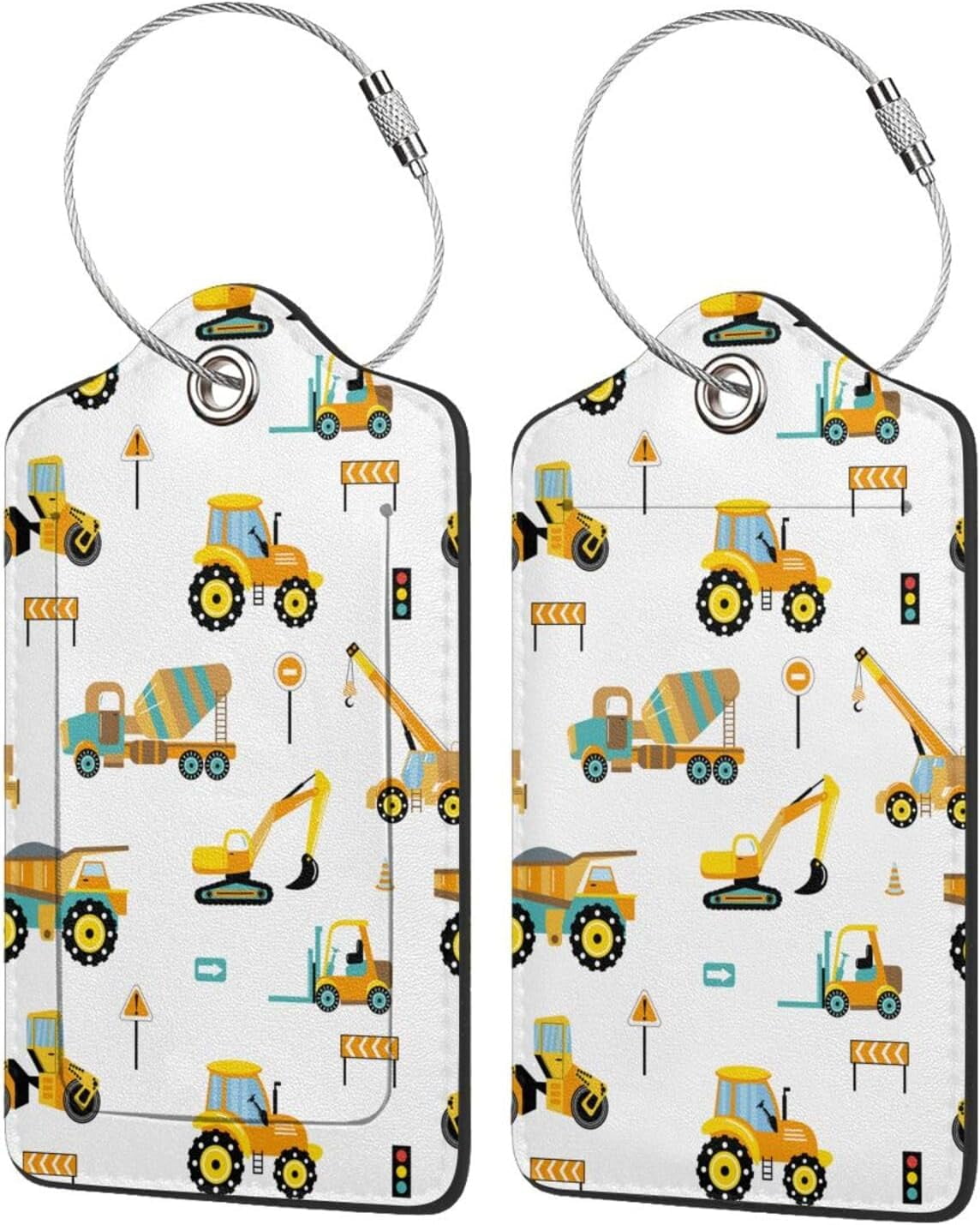 JAYUN 4 PCS Construction Vehicles Luggage Tags for Suitcases Leather ...