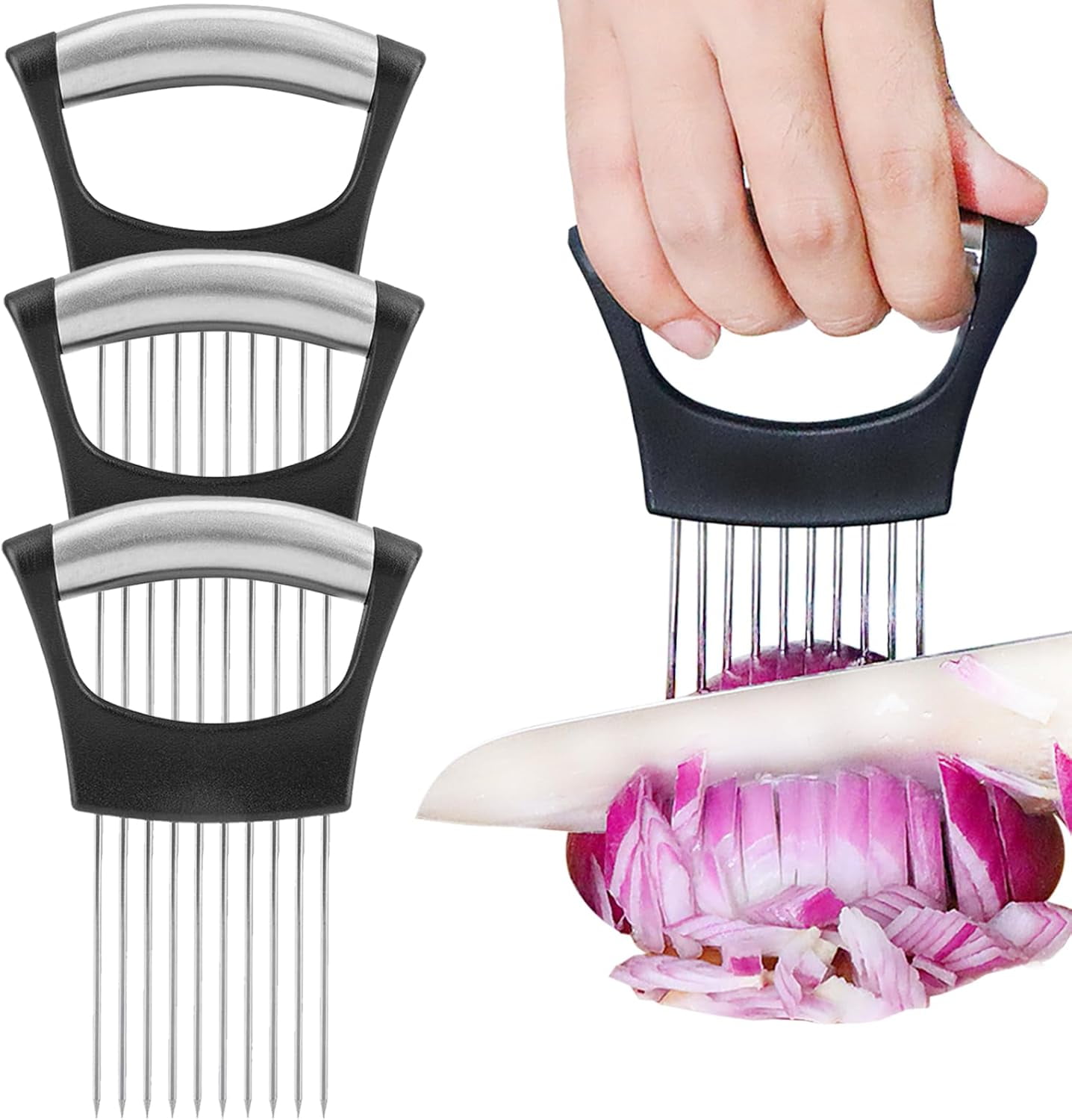 JAYVAR Onion Holder for Slicing, 3 Pieces Tomato Slicer, Stainless ...