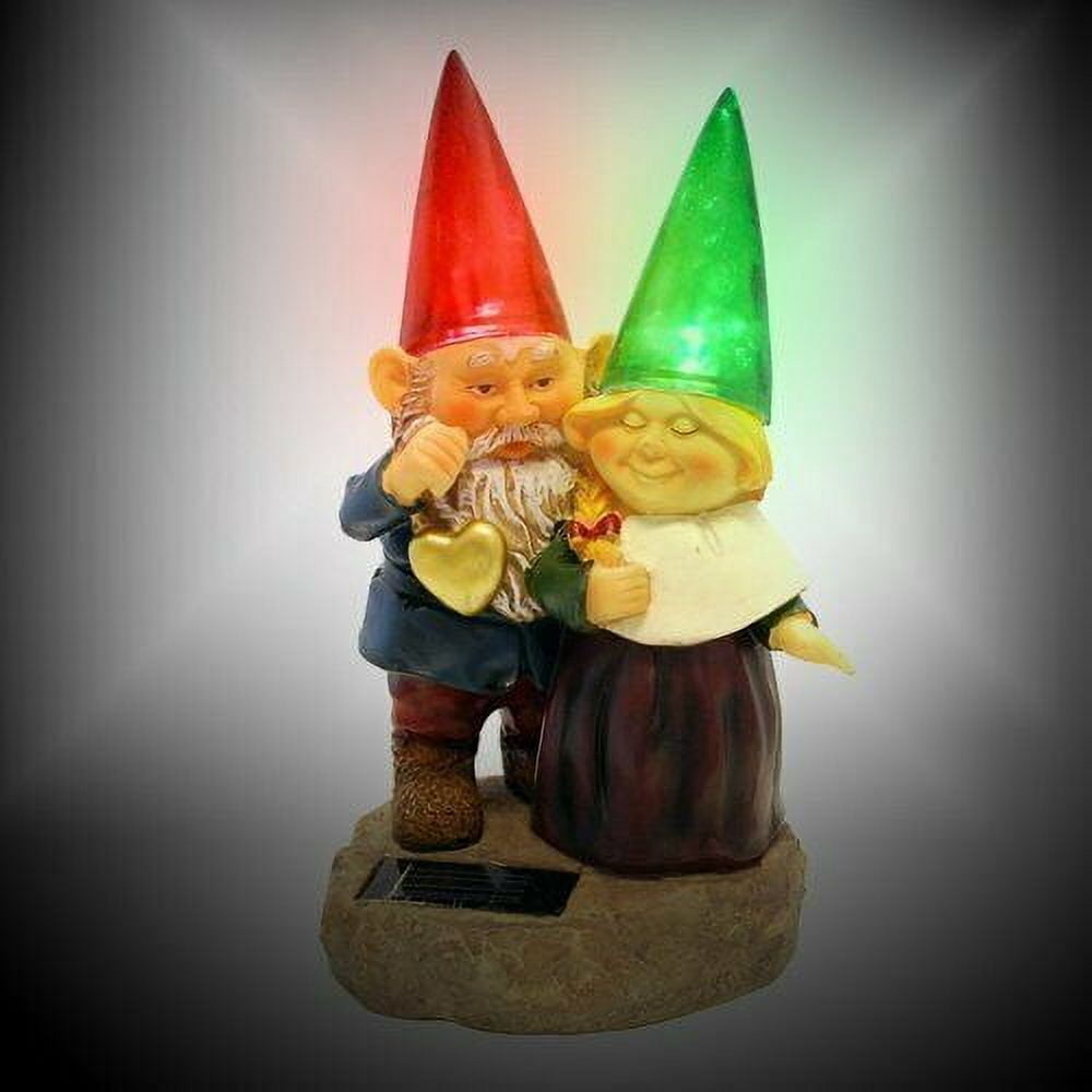 JAYXC HOME Gnomes Holding Hearts and Flower Solar LED Light Outdoor ...