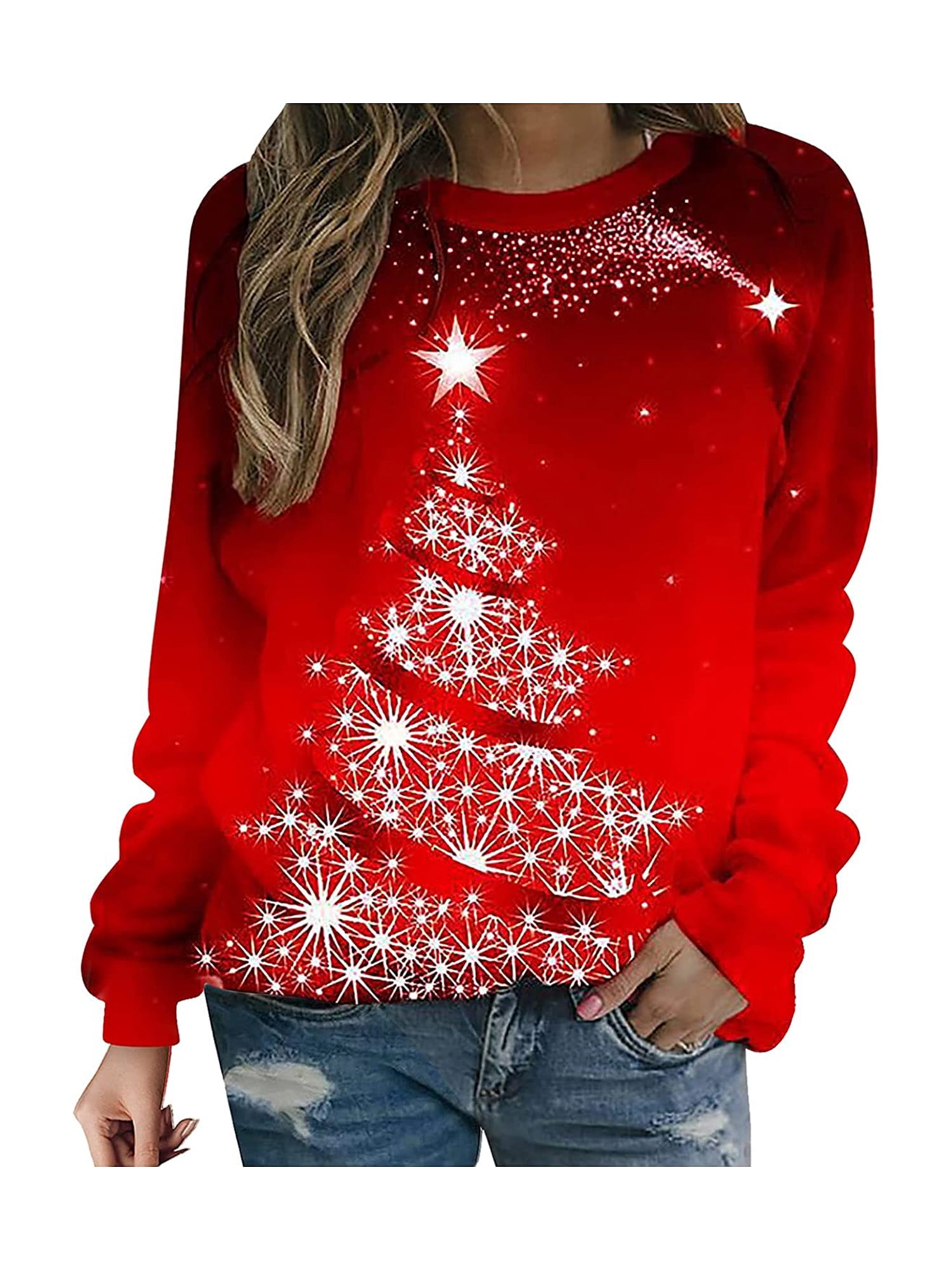 JBEELATE Women 's Christmas Sweatshirt Casual Long Sleeve Loose Sweater ...