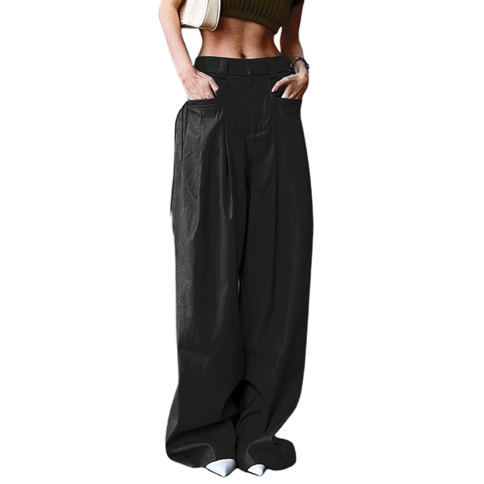 JBEELATE Women's Low Waist Cargo Pants Casual Solid Color Harajuku ...
