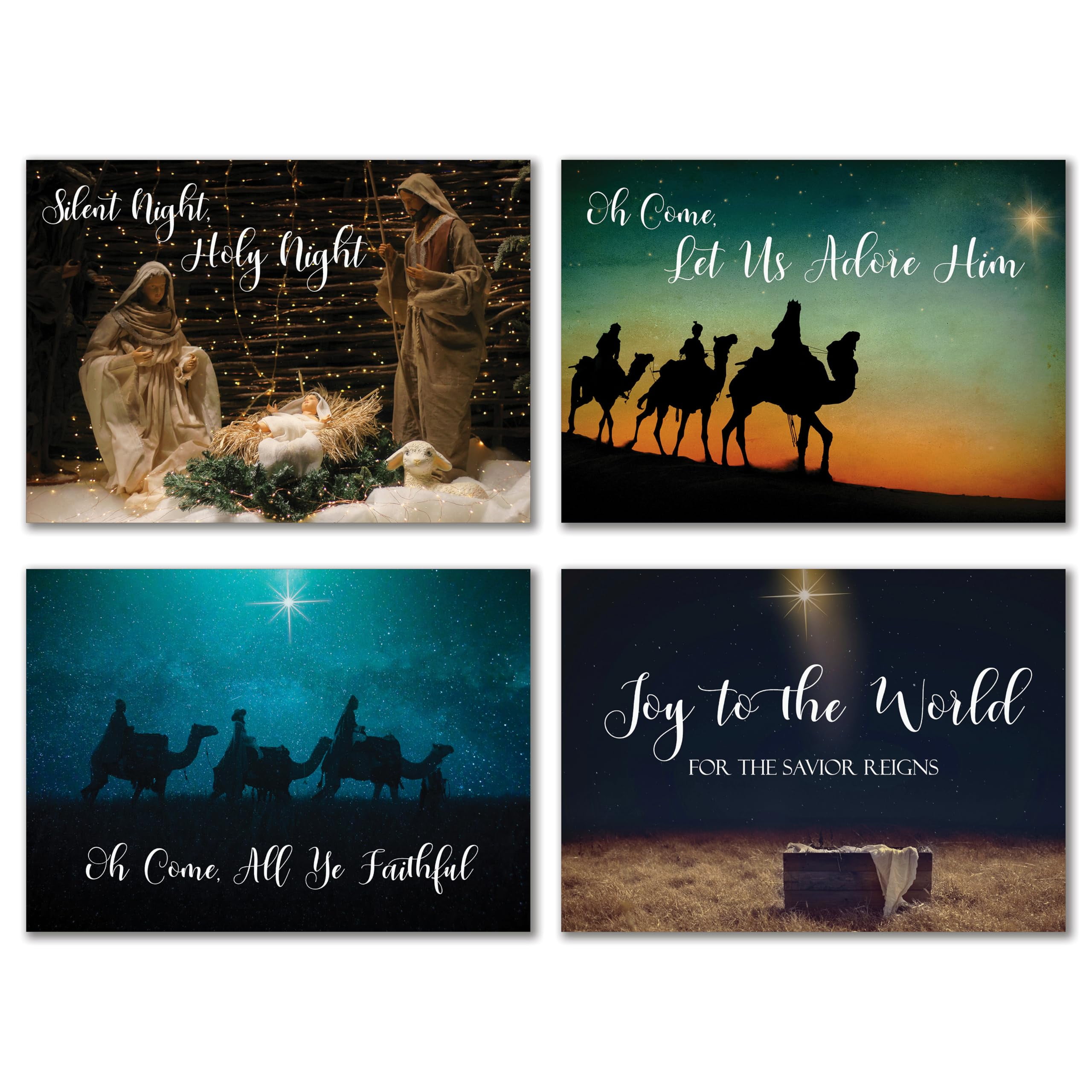 JBH Creations Scenes from Scripture Religious Christmas Cards with Bible Verses - Pack of 24 O3 ...