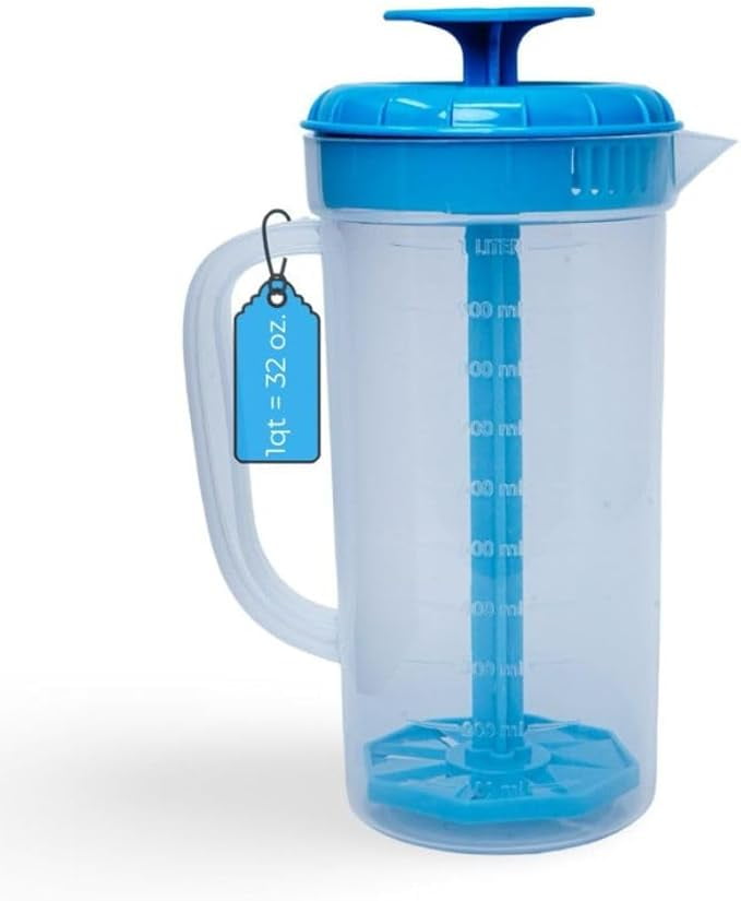 JBK 1Qt. Blue Plastic Mixing Pitcher with Plunger Lid - Walmart.com