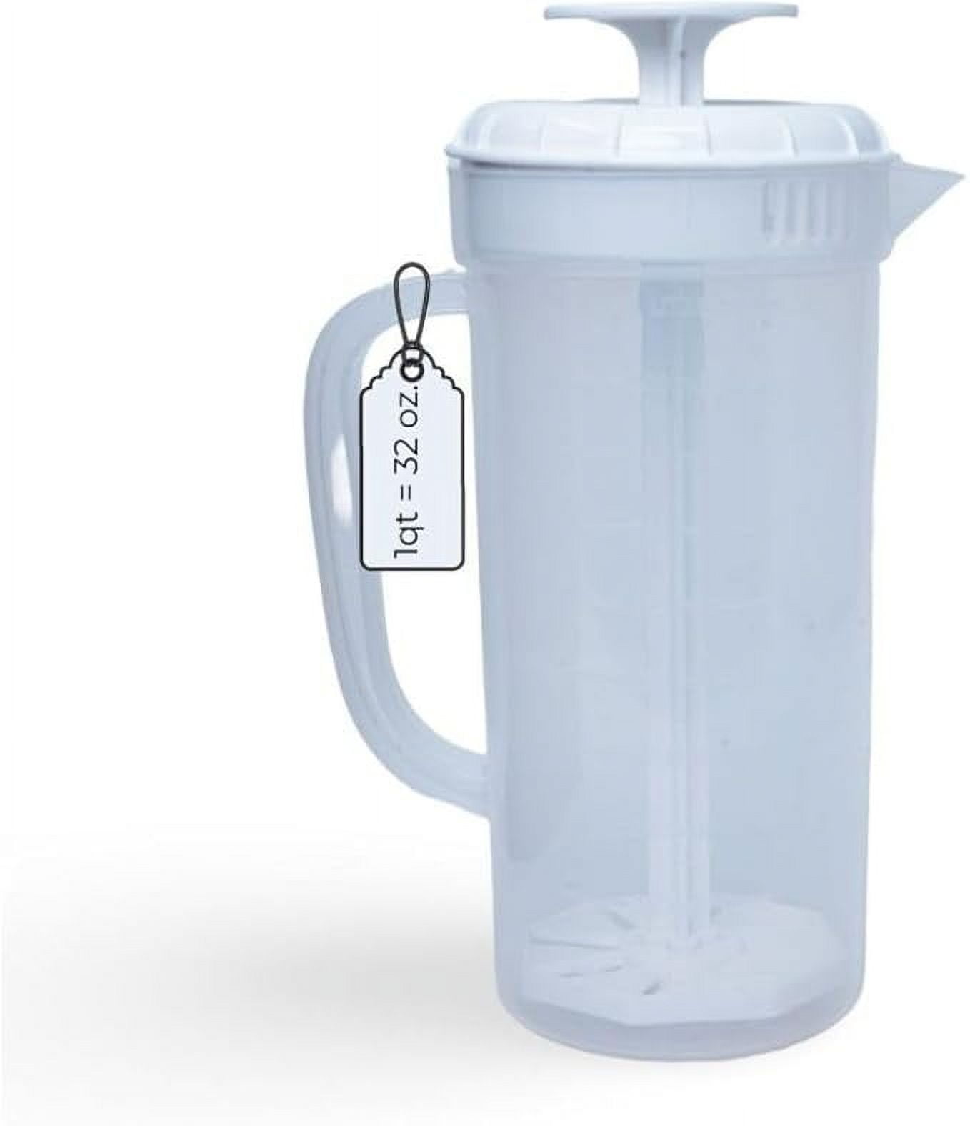JBK 1Qt. White Mixing Pitcher - With Easy Pour Spout, Plastic Water ...
