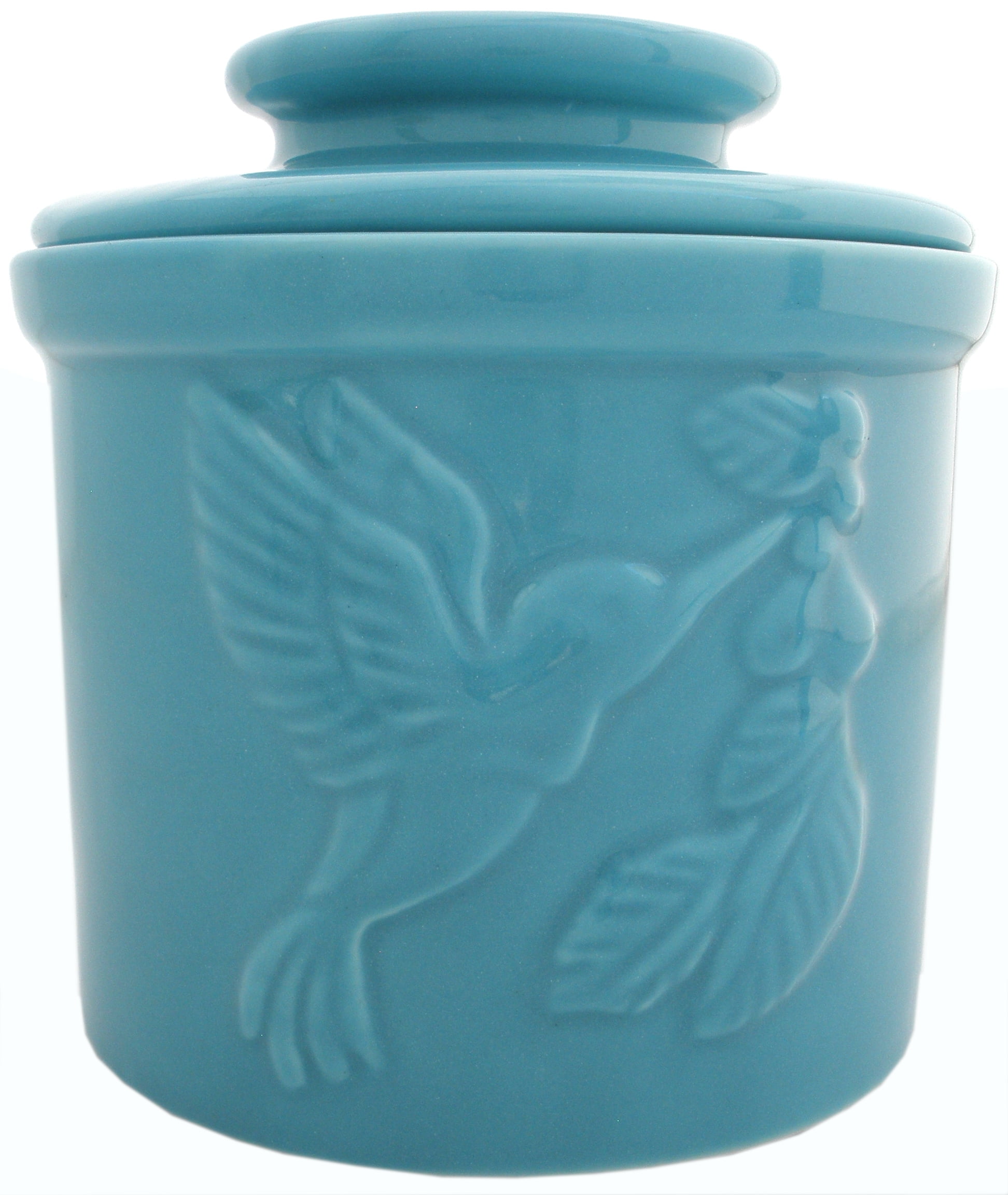 JBK Pottery Hummingbird Butter Crock - Teal - Walmart.com