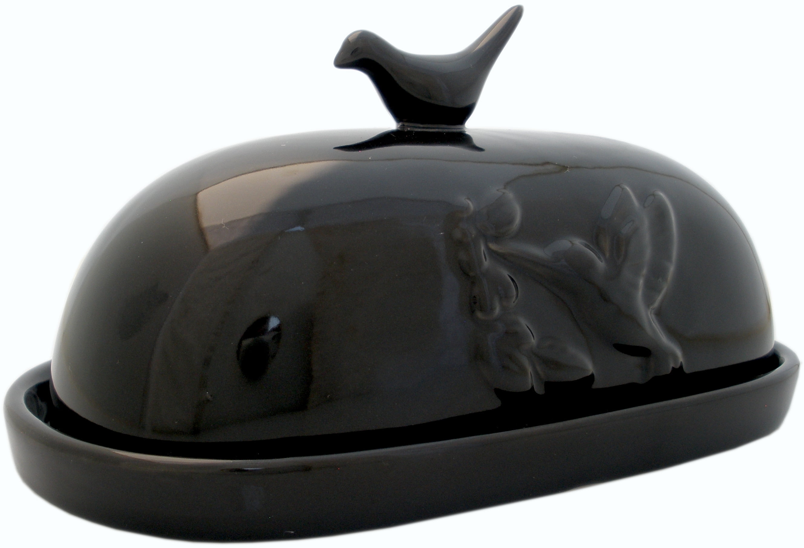JBK Pottery Hummingbird Butter Dish - Black - Walmart.com