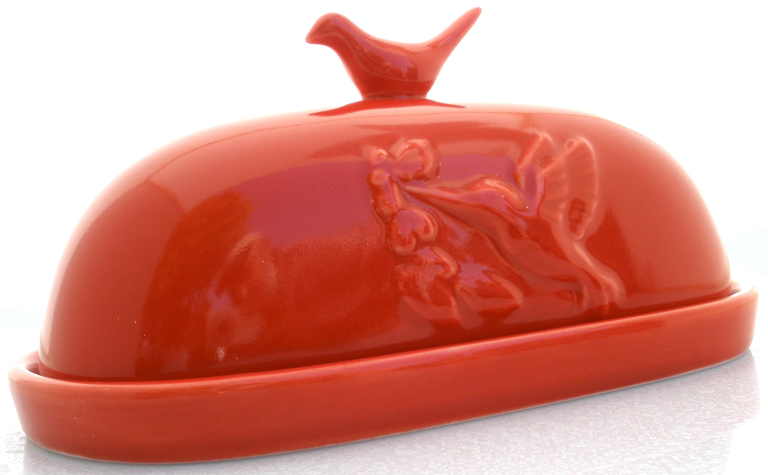JBK Pottery Hummingbird Butter Dish - Red - Walmart.com
