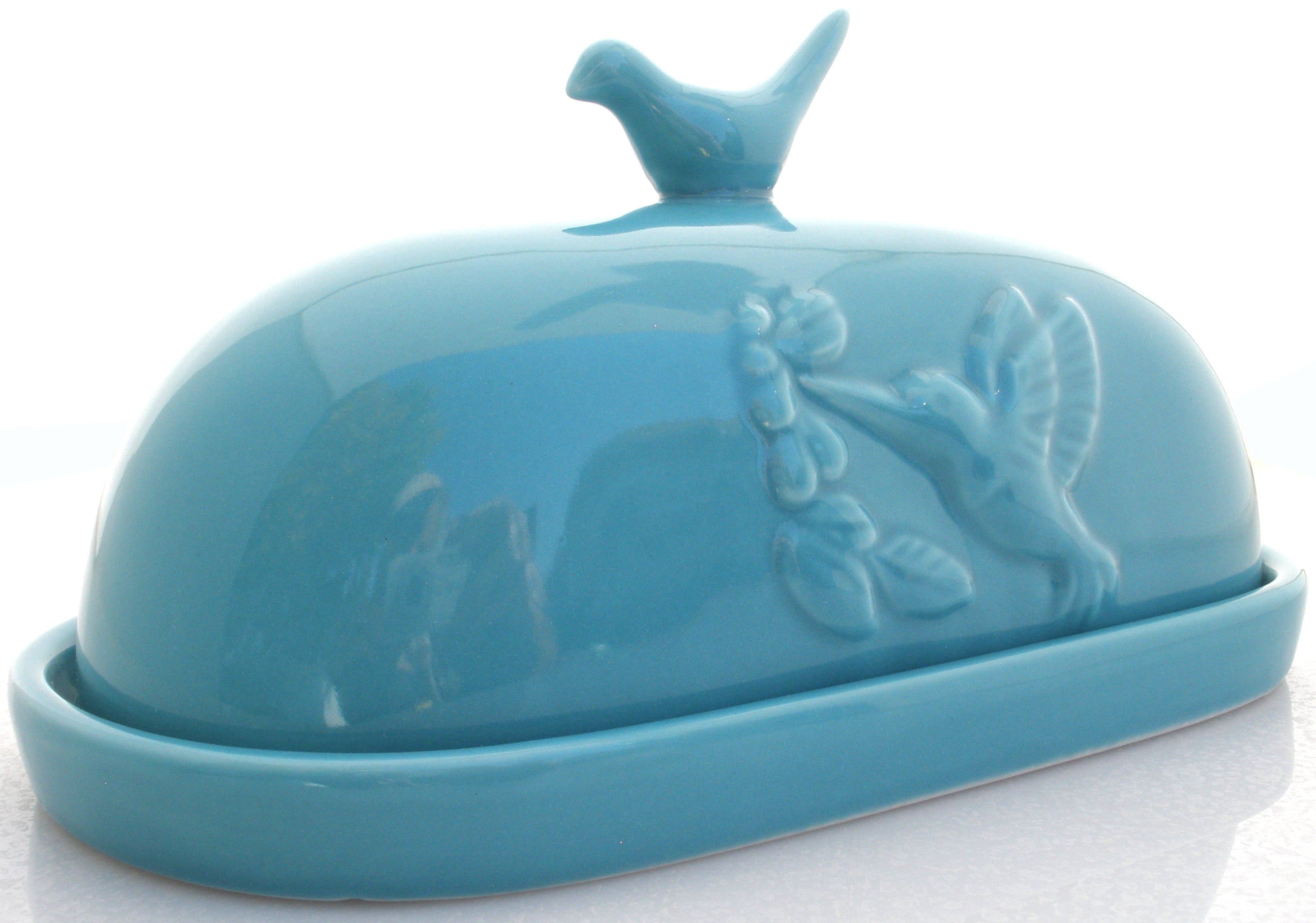 JBK Pottery Hummingbird Butter Dish - Teal - Walmart.com