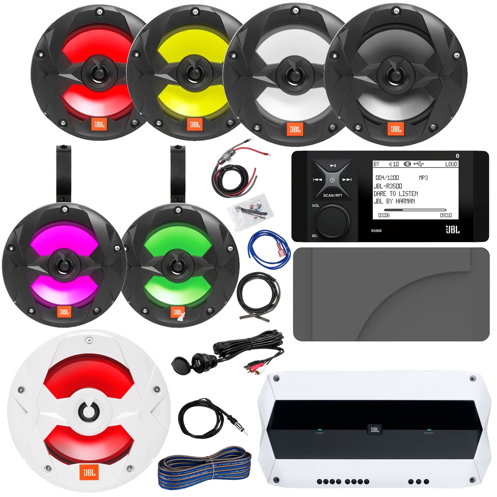 JBL Bluetooth Marine AM/FM Digital Media Receiver, 6x 6.5" 225W LED ...