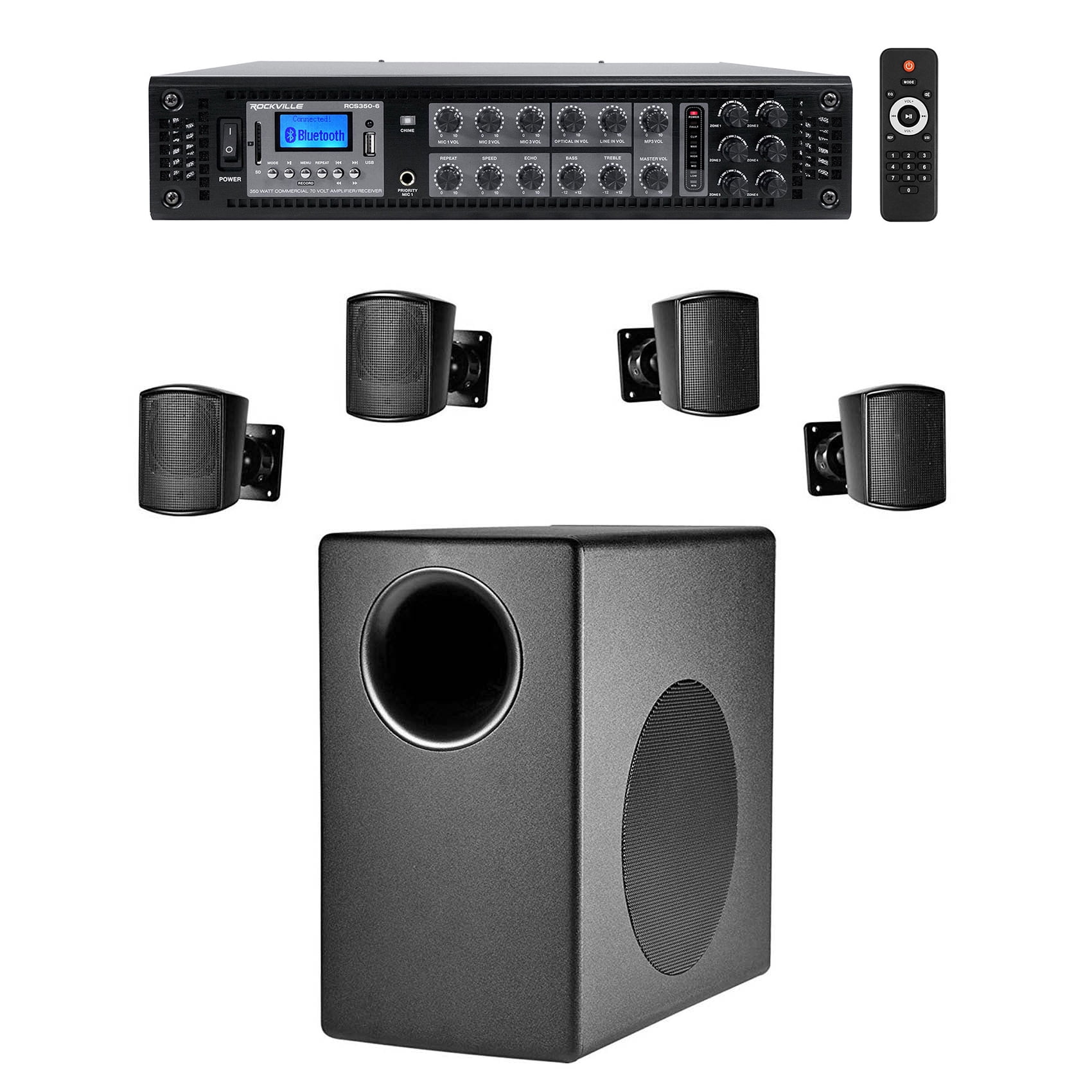 JBL C50PACK Commercial Sub+(4) Wall Speakers+350w Amplifier For Office ...