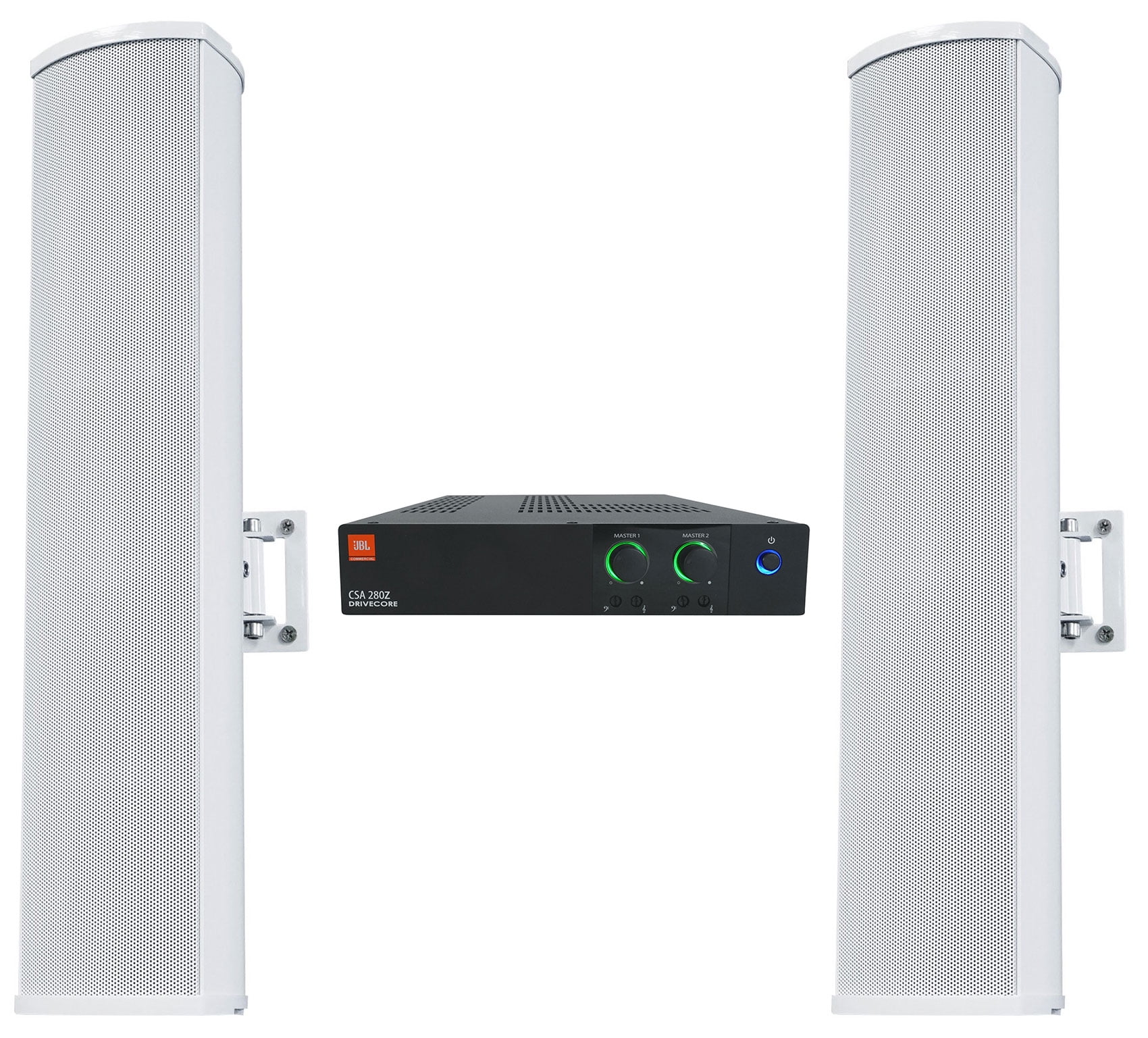 JBL CSA 280Z Commercial Amplifier+2) White Line Array Commercial Column ...