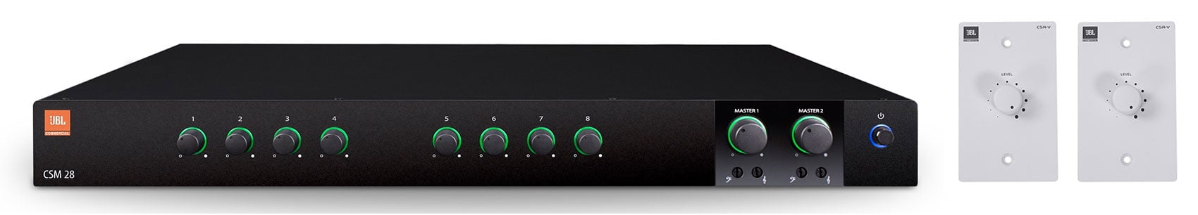 JBL CSM 28 Commercial Mixer/Preamp + (2) White Wall Volume Controllers ...