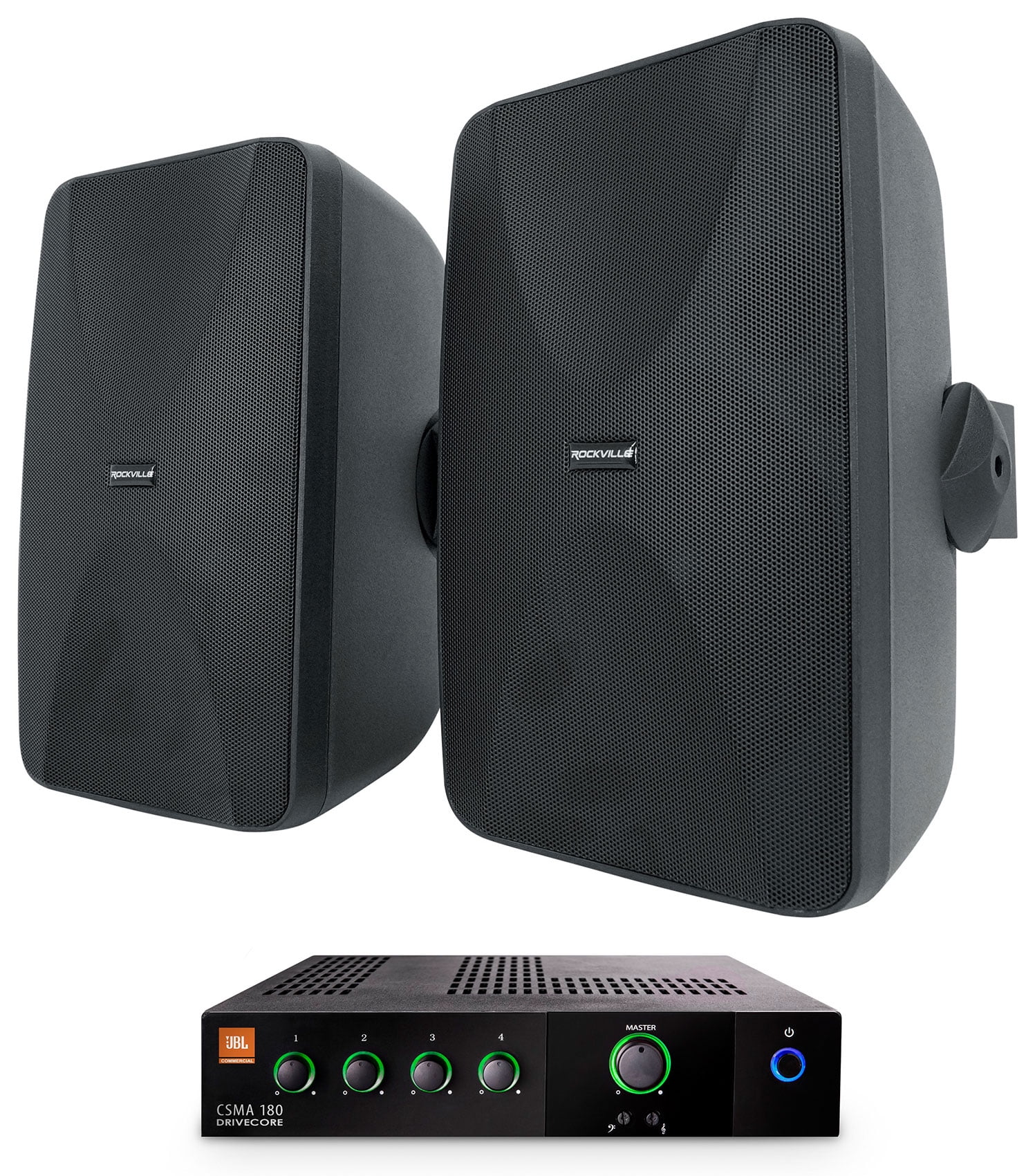 JBL CSMA 180 Commercial 70v Amplifier Mixer+(2) Speakers For Restaurant ...